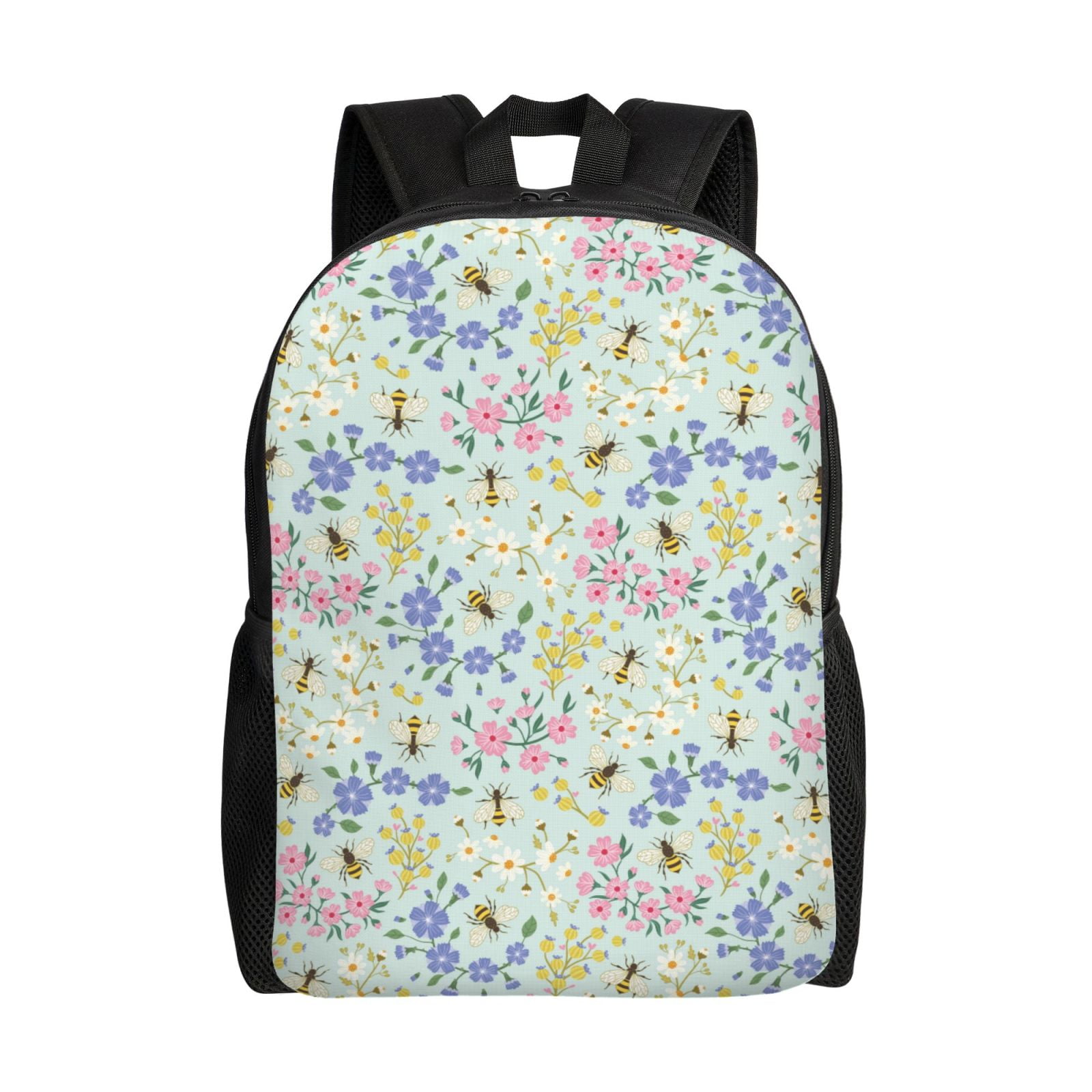 Xecao Honey Bees And Flowers Print School Backpack with Laptop ...