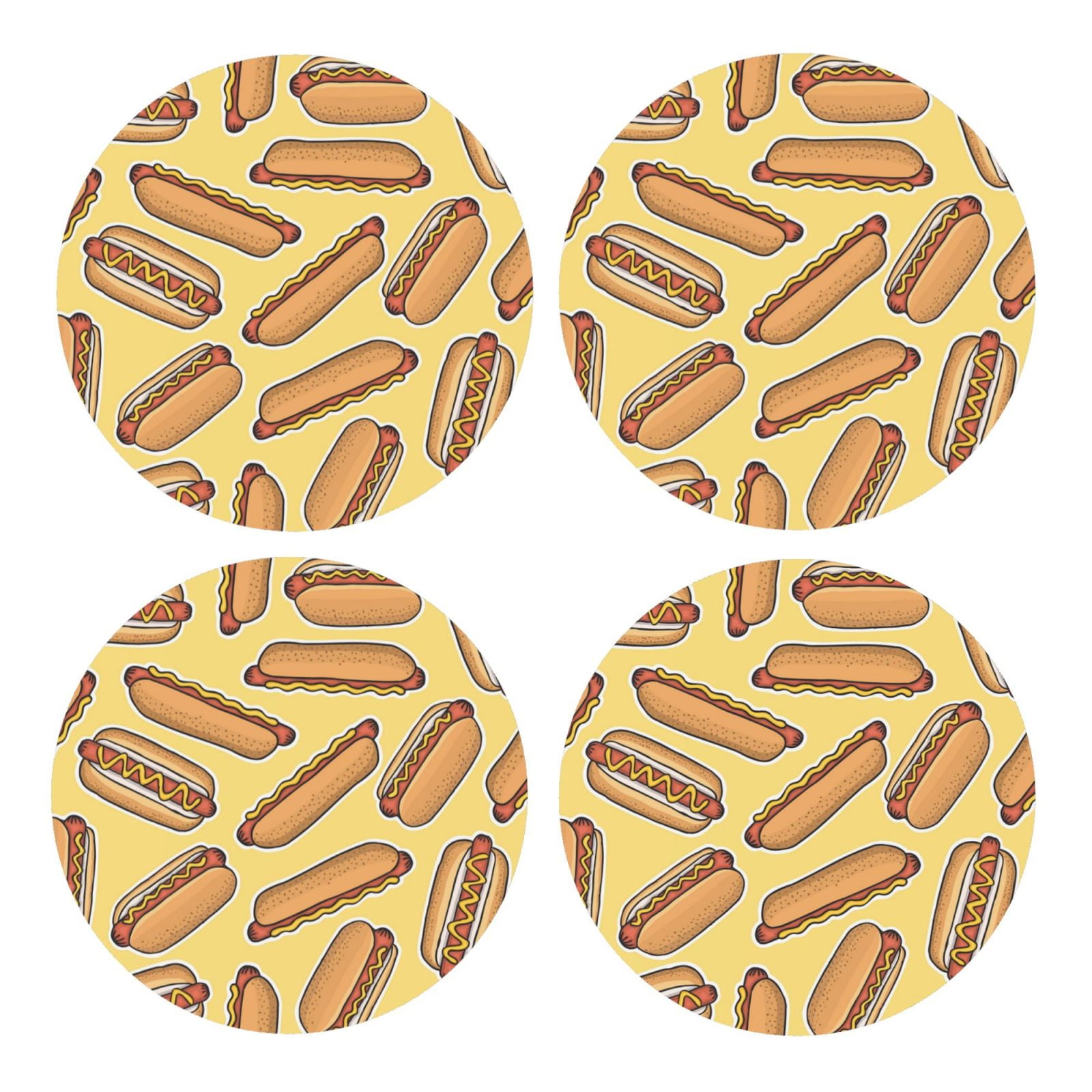 Xecao Hot Dogs for MDF Cork Coaster 4 Pcs,Drink Coasters,Suit for House ...