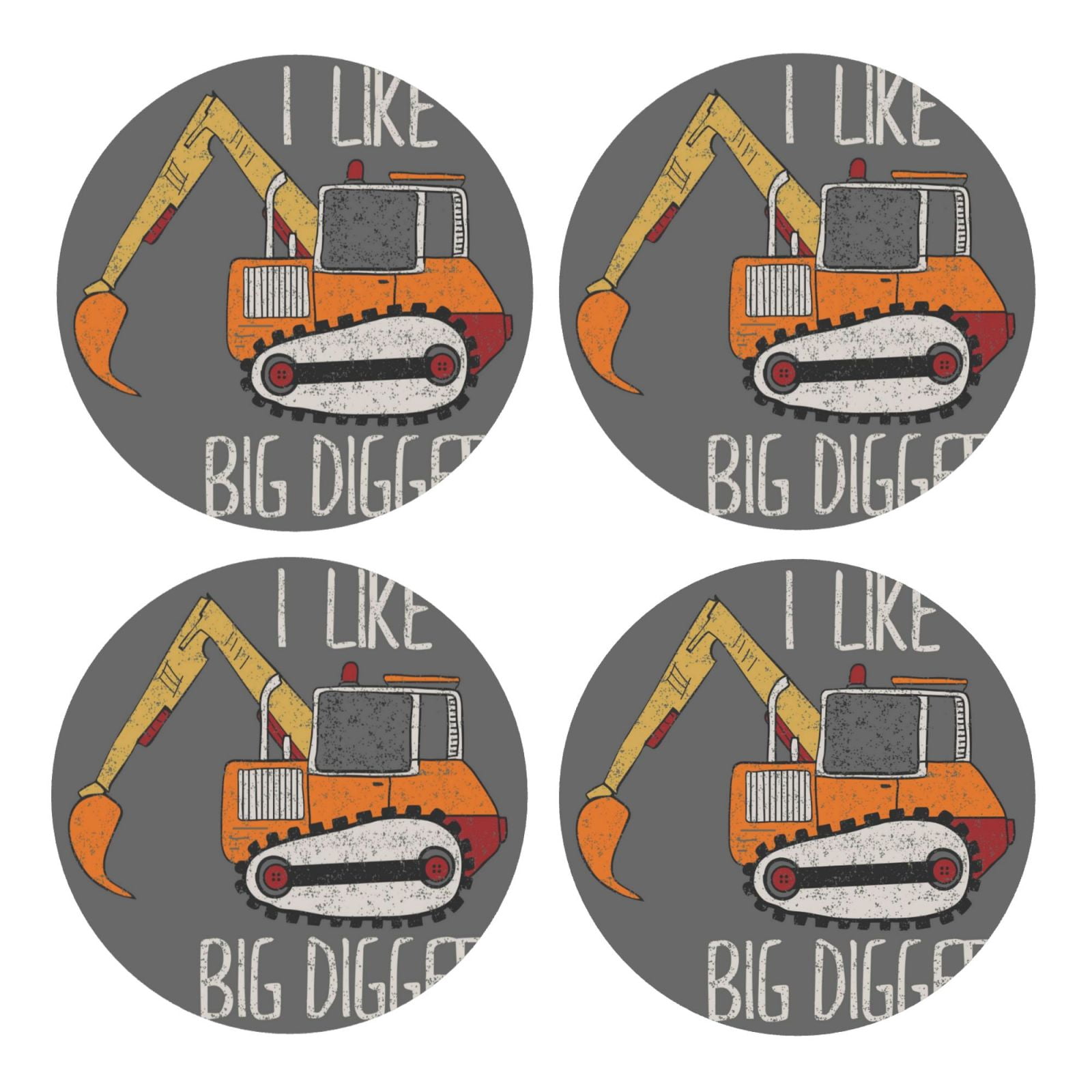 Xecao I Like Big Digger for MDF Cork Coaster 4 Pcs,Drink Coasters,Suit ...