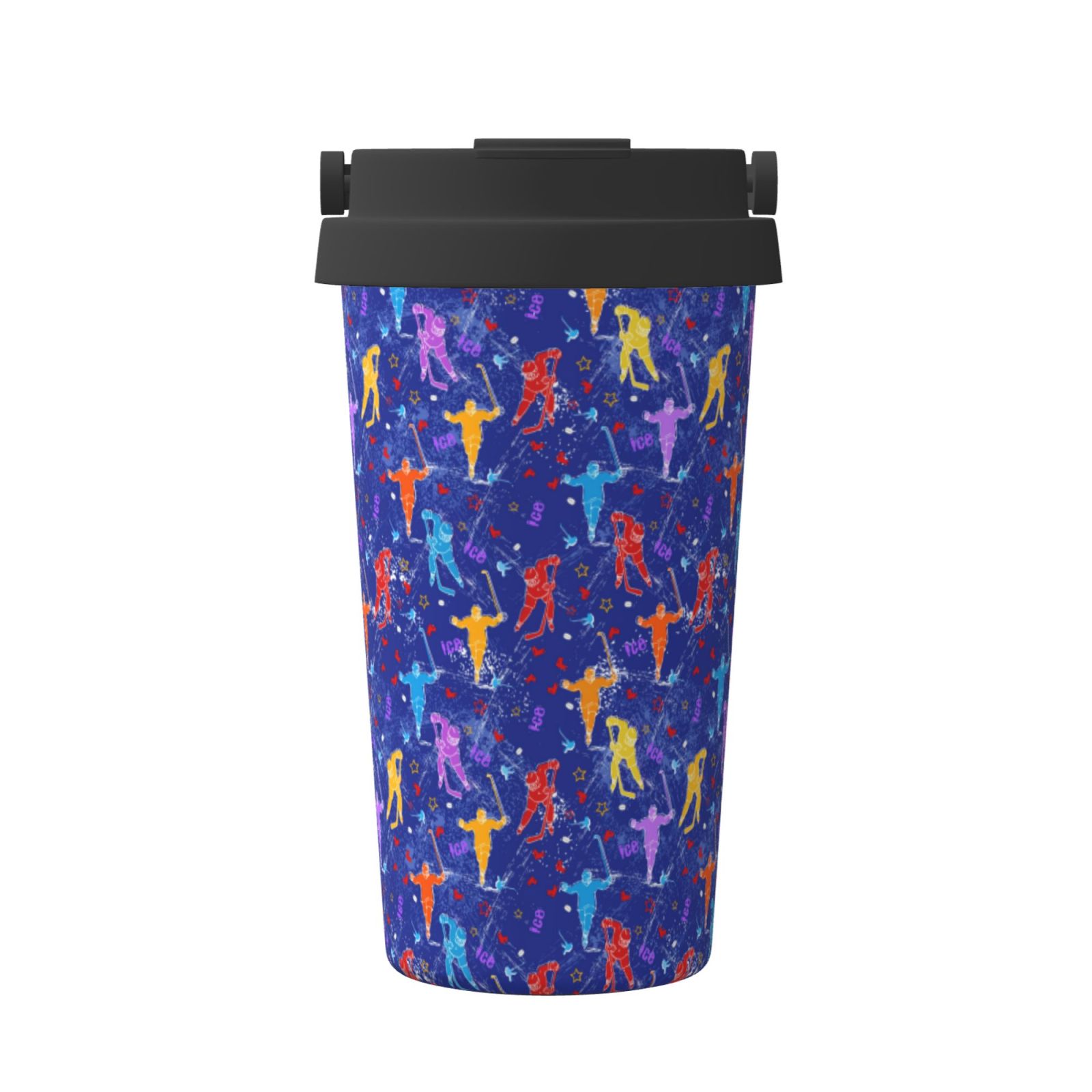 Xecao Ice Hockey Players With Puck Pattern Insulated Coffee Mug with ...