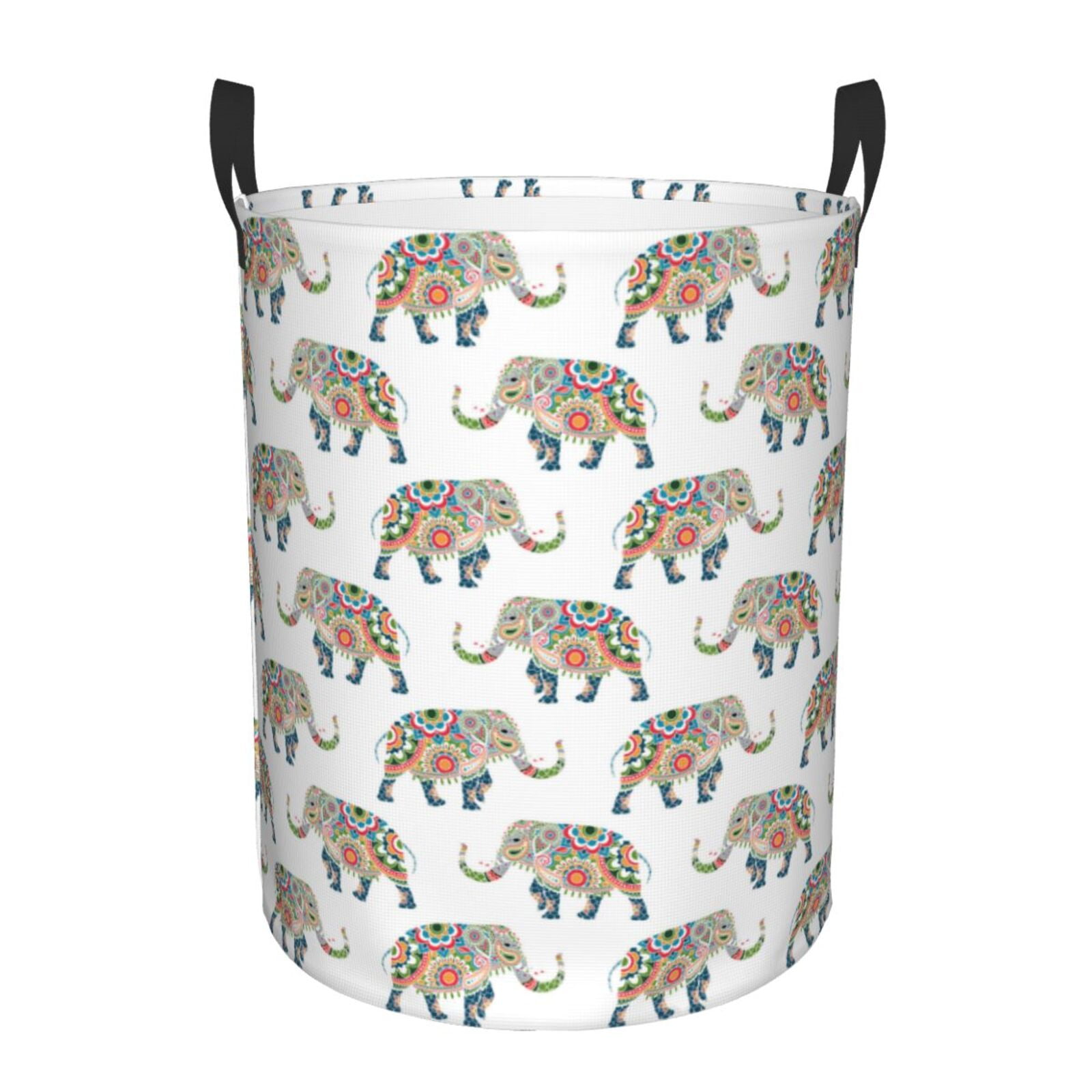 Xecao Indian Elephant Print Laundry Hamper Basket,designed for Blanket ...