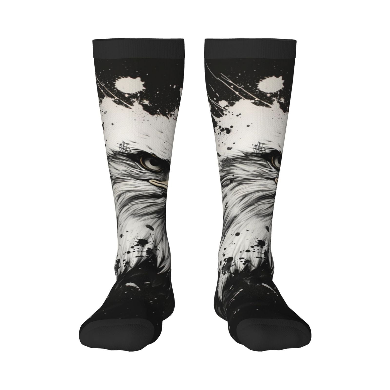 Xecao Ink Style Bald Eagle print thigh-high socks, crafted for both men ...