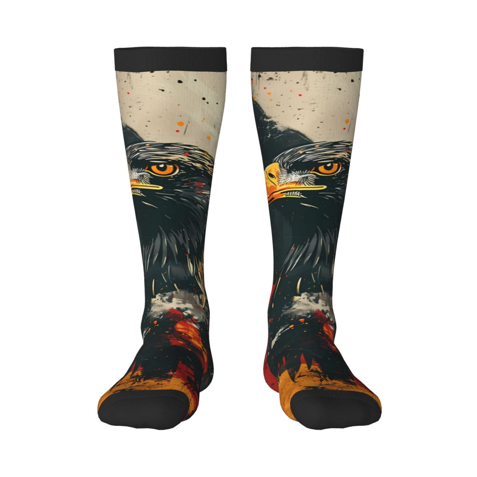 Xecao Ink Style Bald Eagle print thigh-high socks, crafted for both men ...