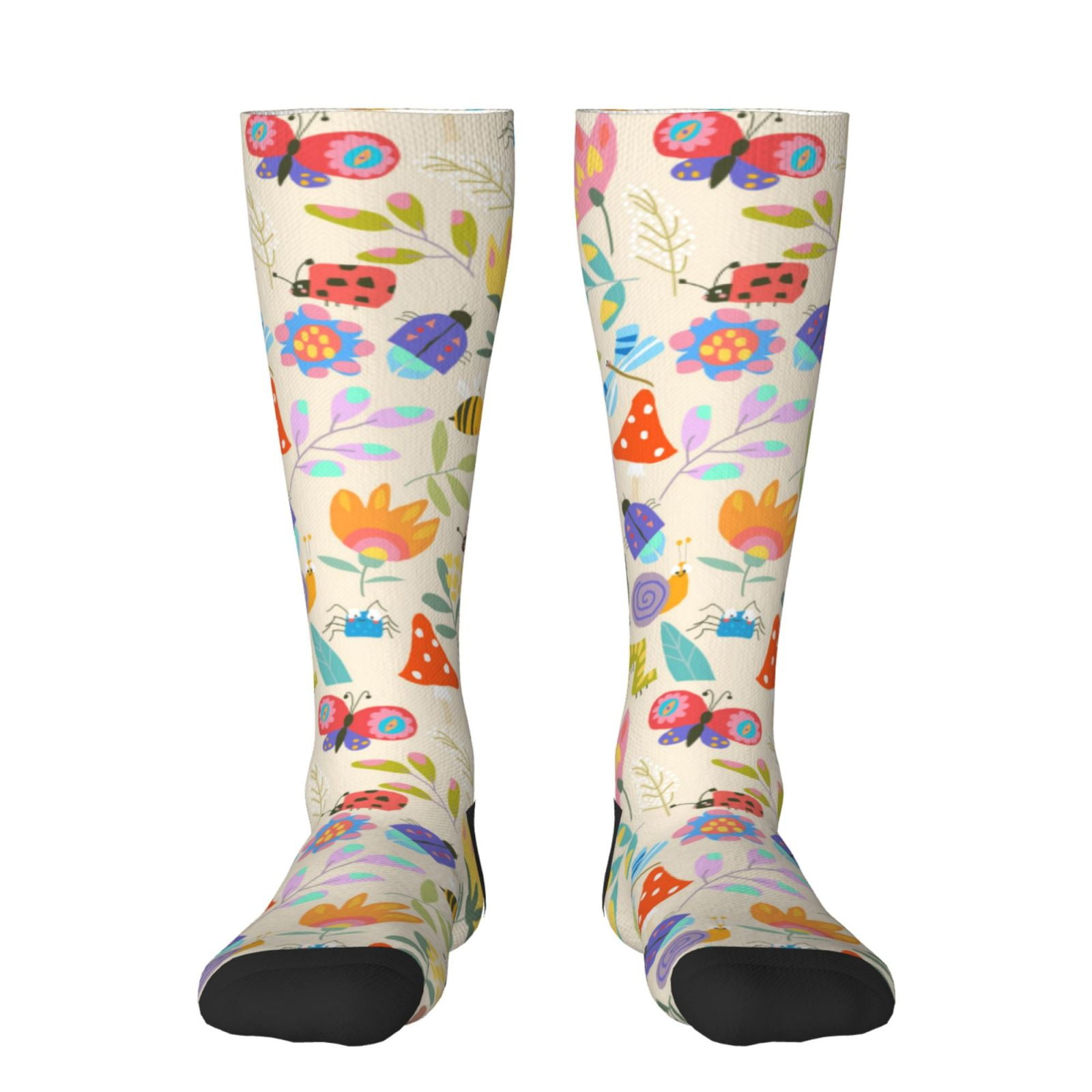 Xecao Insects In Plants print thigh-high socks, crafted for both men ...