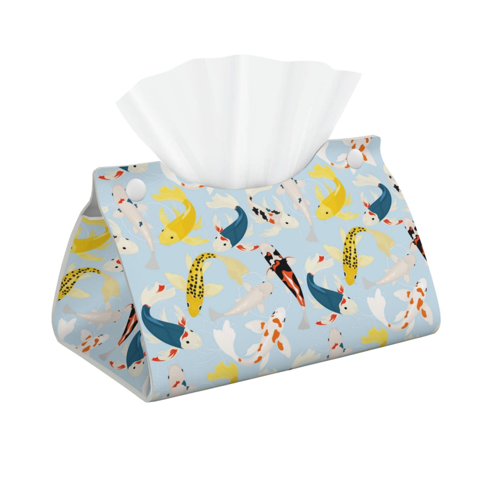 Xecao Japanese Carps Print Tissue Box Cover,Modern PVC Leather Square ...