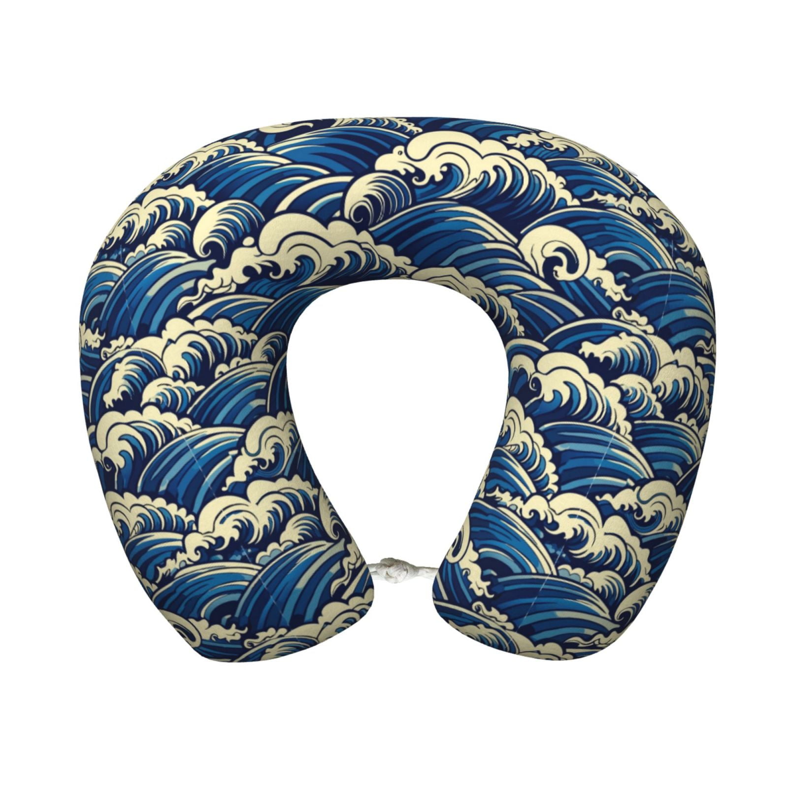 Xecao Japanese Water Wave Print Memory Foam Cervical Neck Pillow ...