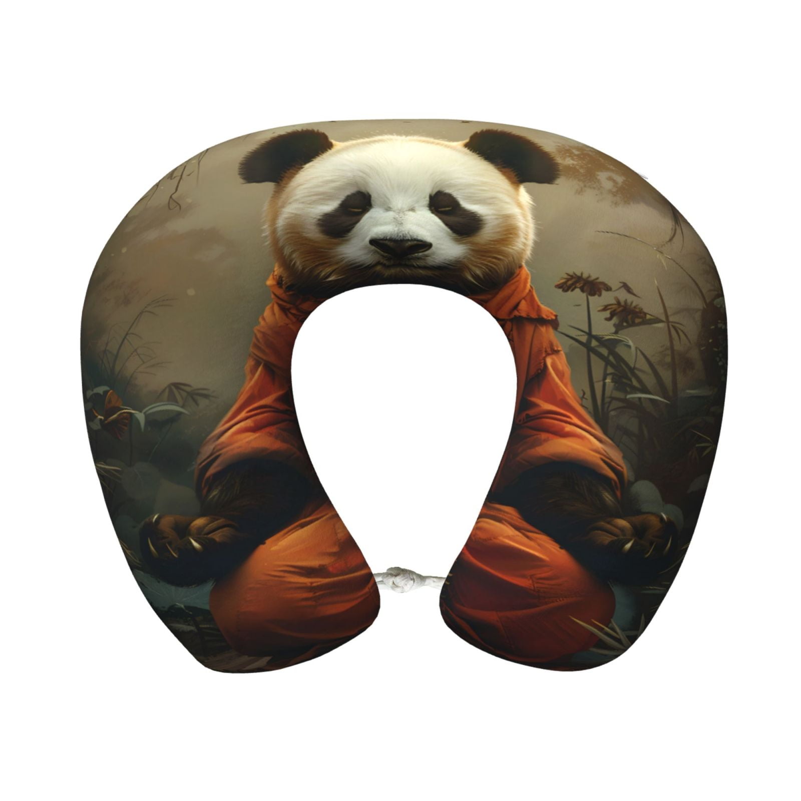 Xecao Jungle Meditating Panda Print Memory Foam Cervical Neck Pillow ...