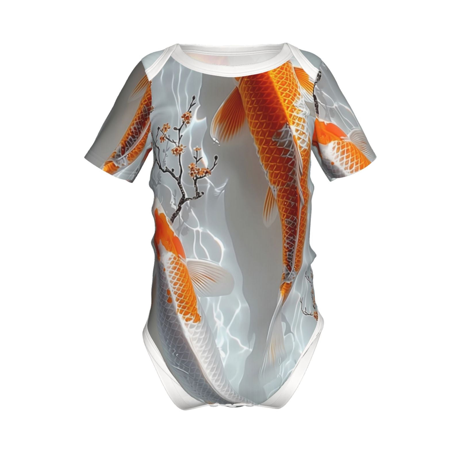 Xecao Koi Fish Water Pattern Baby Climbing Bodysuit Short Sleeve Onesie ...