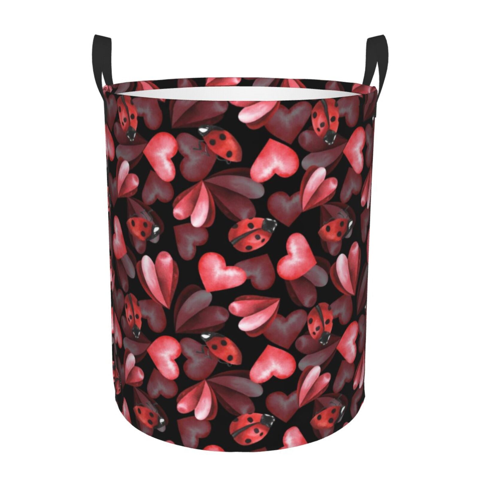 Xecao Ladybugs and Red Hearts Print Laundry Hamper Basket,designed for ...