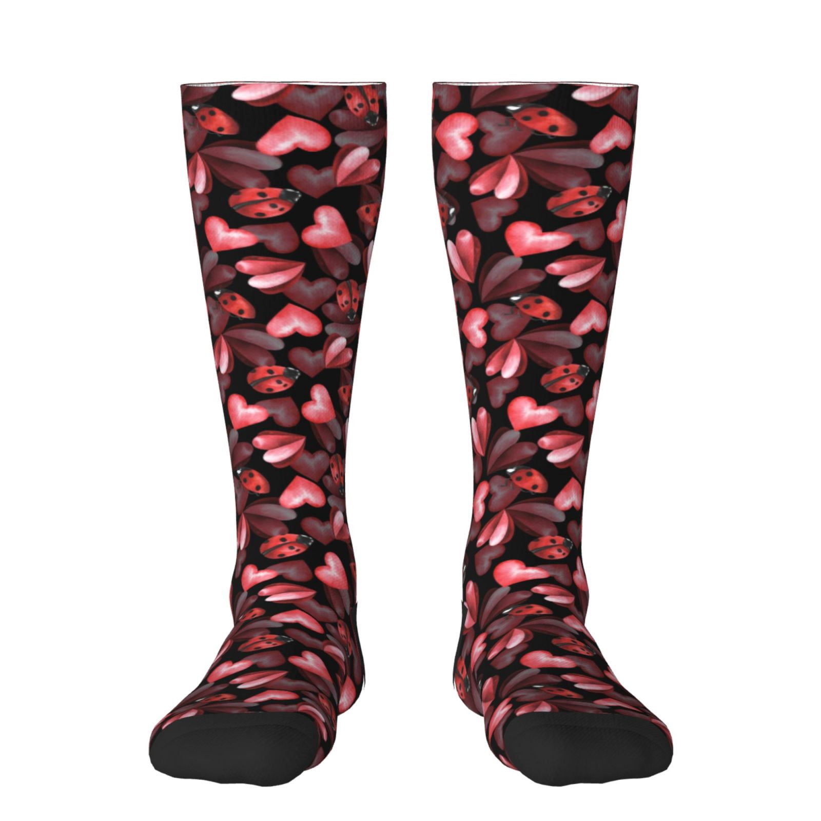 Xecao Ladybugs and Red Hearts print thigh-high socks, crafted for both ...