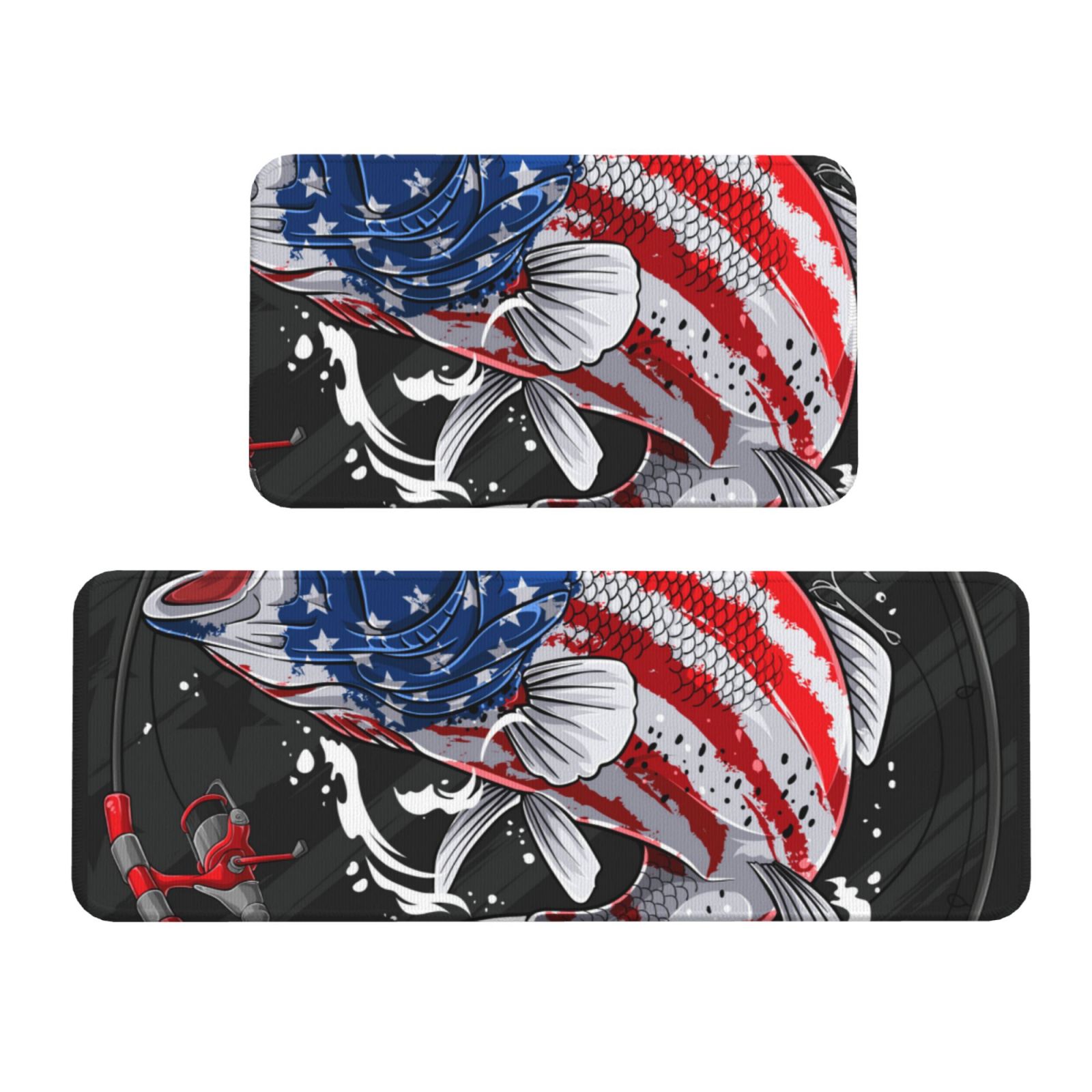 Xecao Largemouth Bass Fish in USA Patten Kitchen Rugs and Mats Sets,2 ...