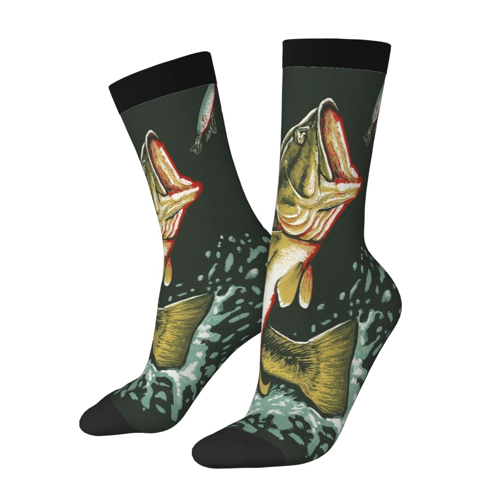 Xecao Largemouth Bass jumps out of water Pattern Sport Socks for Women ...