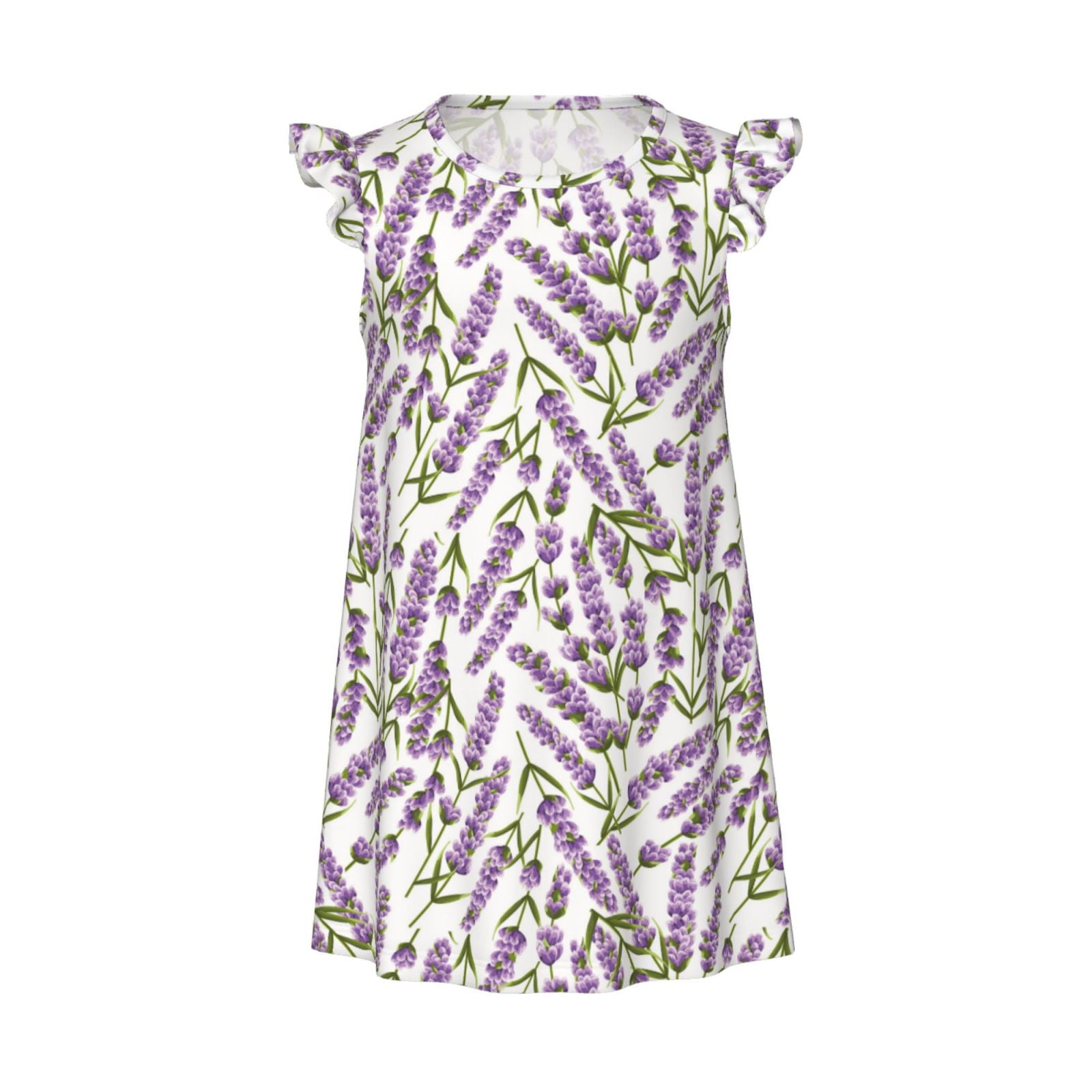 Xecao Lavender Flowers Nightgowns for Girls: Elegant Princess Pajama ...