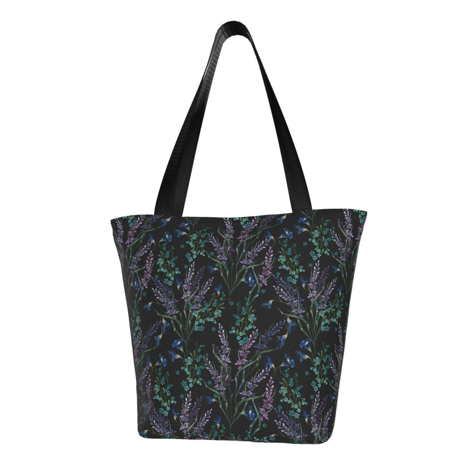 Xecao Lavender Flowers for Tote Bag for Women -Tote Shoulder Bag with A Little Pocket Inside ...