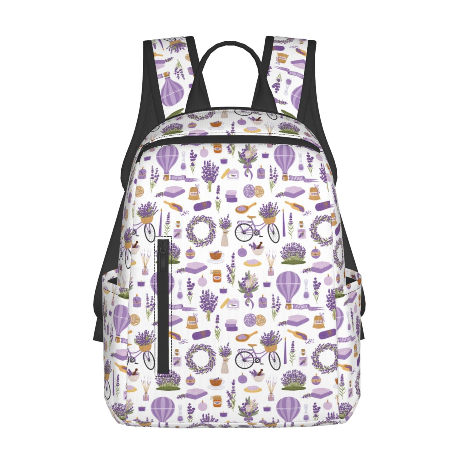 Xecao Lavender Flowers print Backpack For women men Aesthetic ...