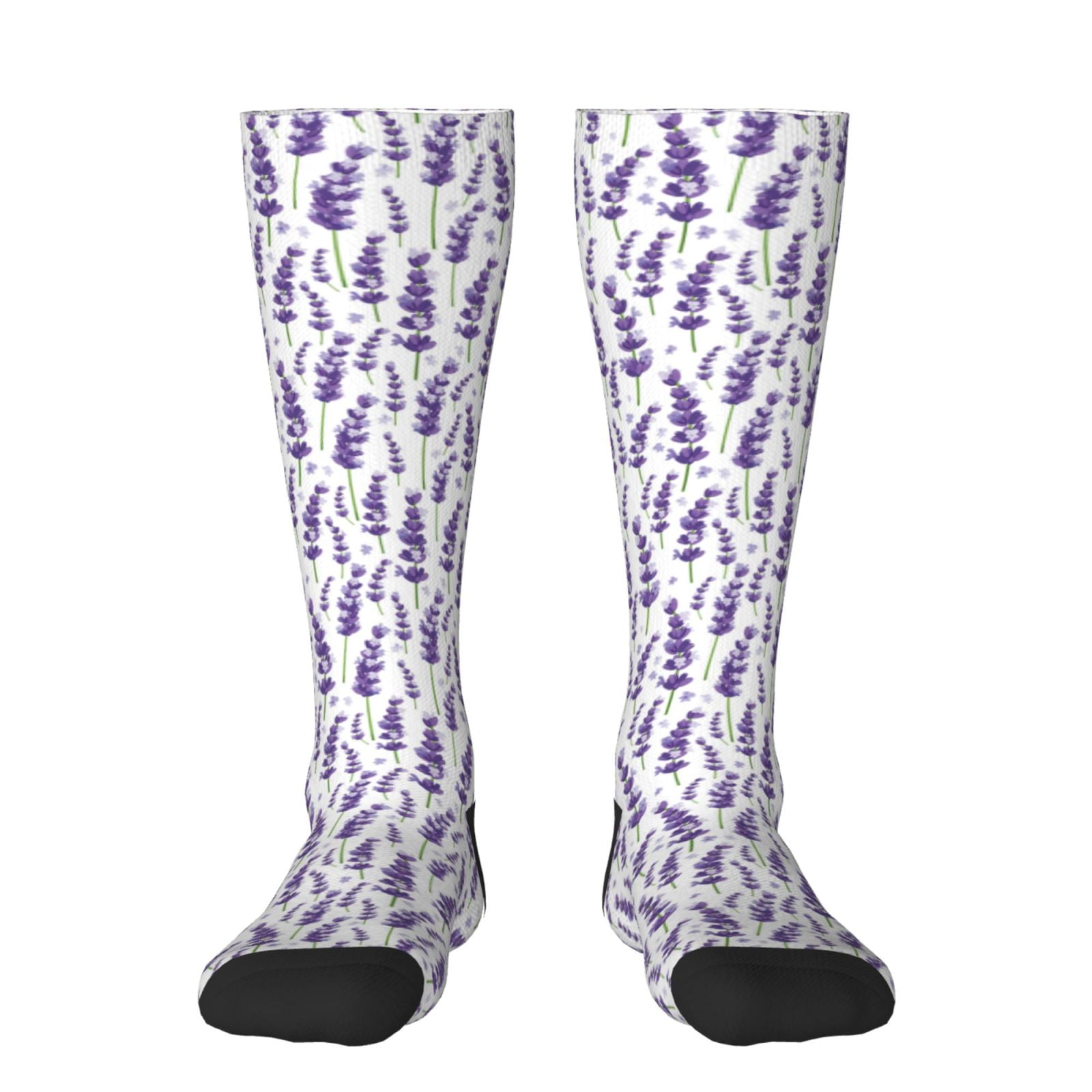 Xecao Lavender Flowers print thigh-high socks, crafted for both men and ...