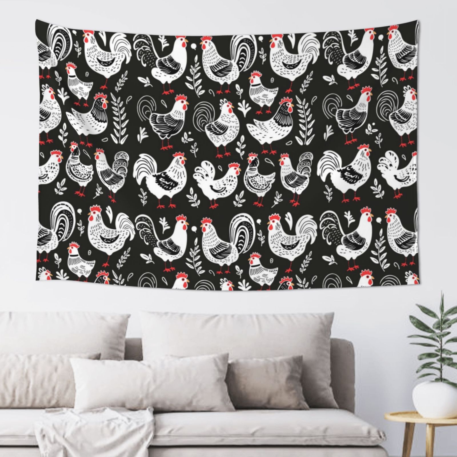 Xecao Laying Hens And Roosters Print Tapestry, Wall Hanging Room Funny ...