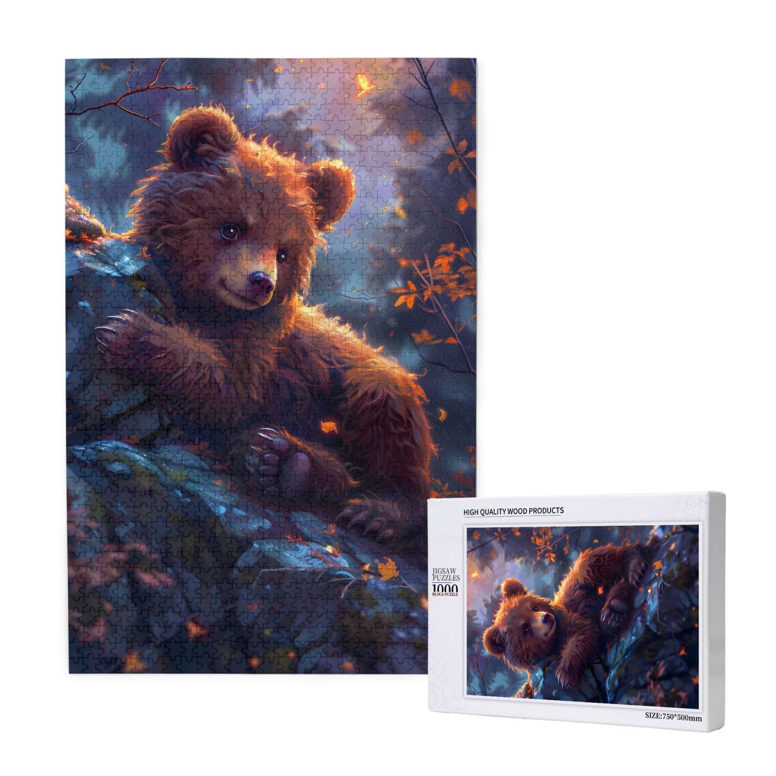 Xecao Lazy Stone Bear Pattern 1000 Piece Puzzles , Jigsaw Puzzles for ...