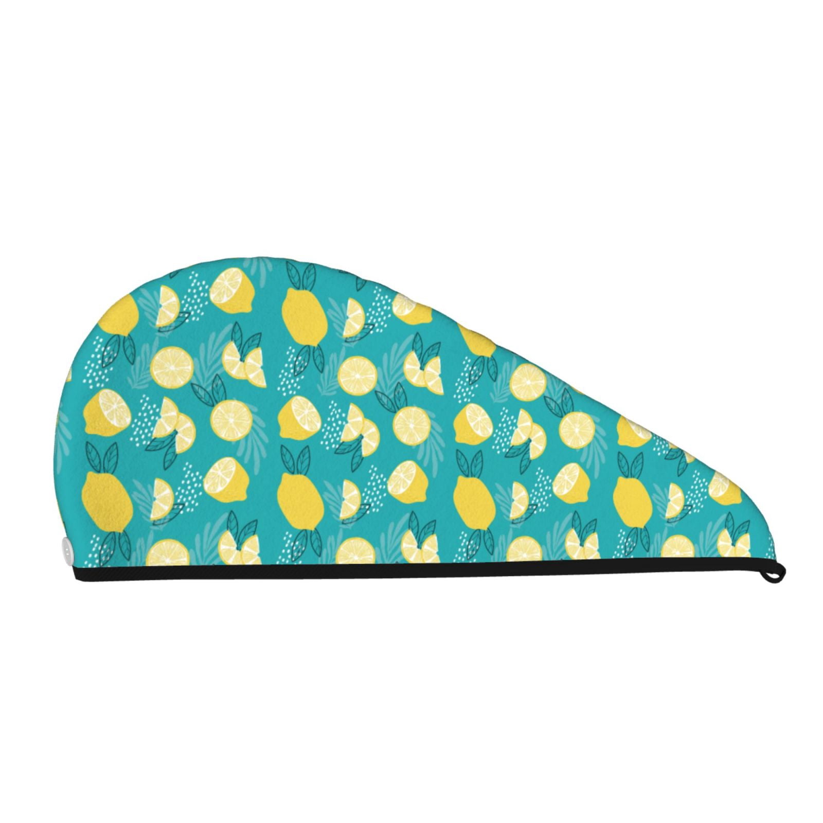 Xecao Lemon Blue Print Hair Towel, Hair Turbans for Wet Hair, Drying ...