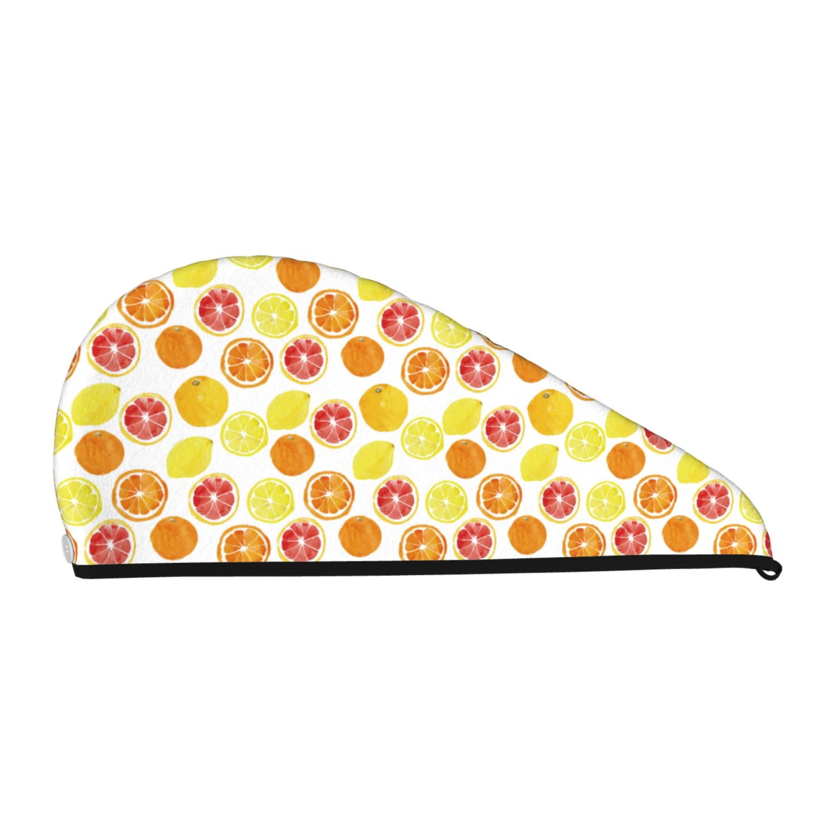 Xecao Lemon Orange Print Hair Towel, Hair Turbans for Wet Hair, Drying ...