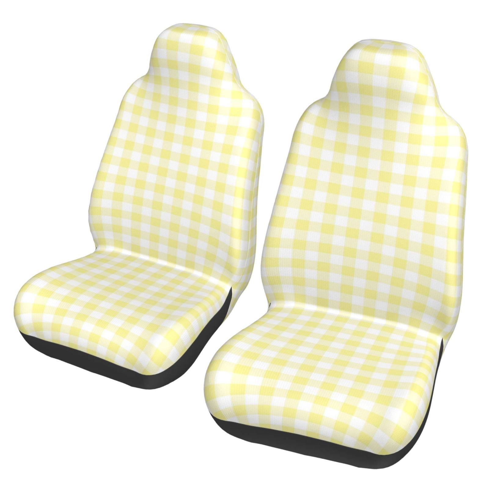 Xecao Lemon Yellow Checkboard Print Car Seat Cover in That Fits Most ...