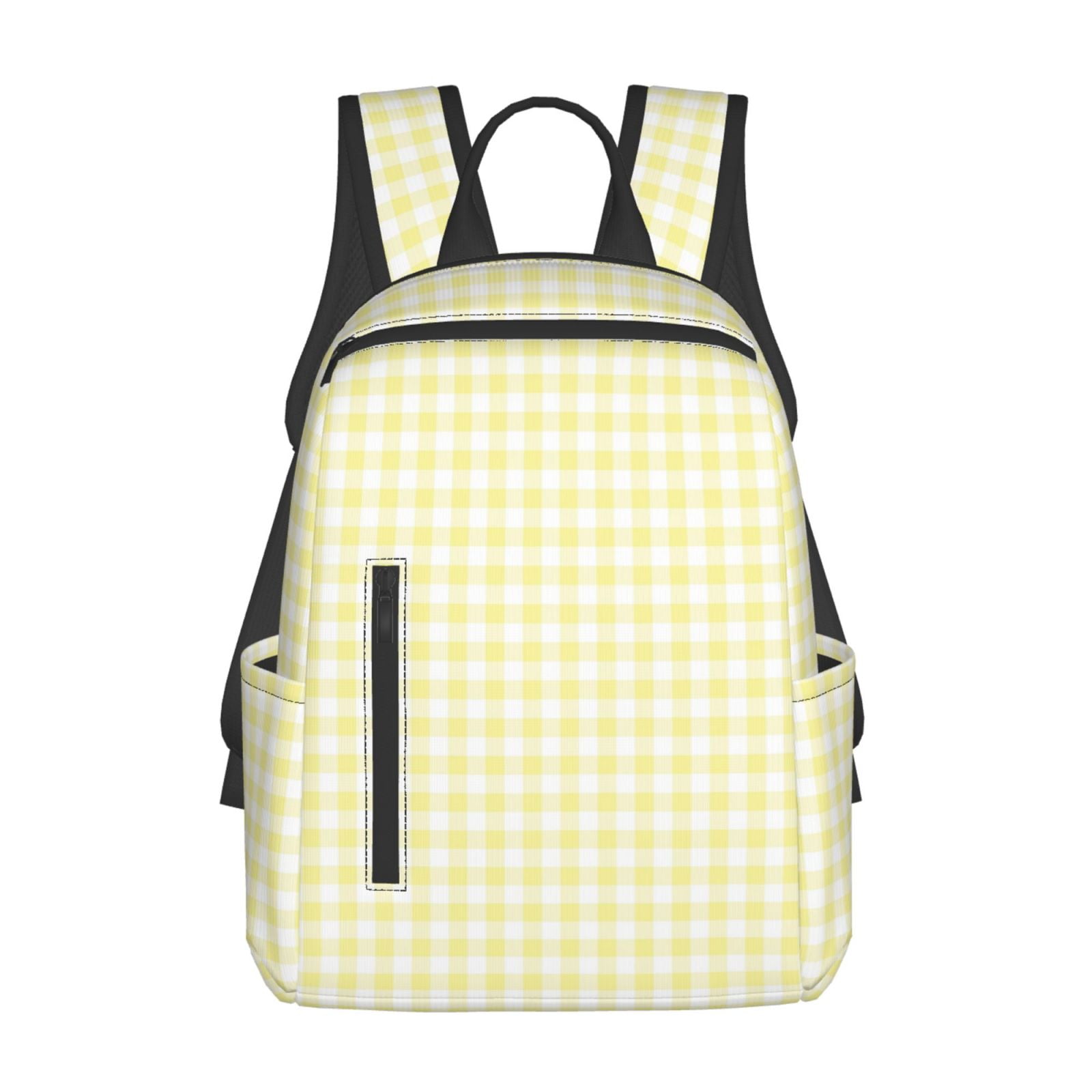 Xecao Lemon Yellow Checkboard print Backpack For women men Aesthetic ...