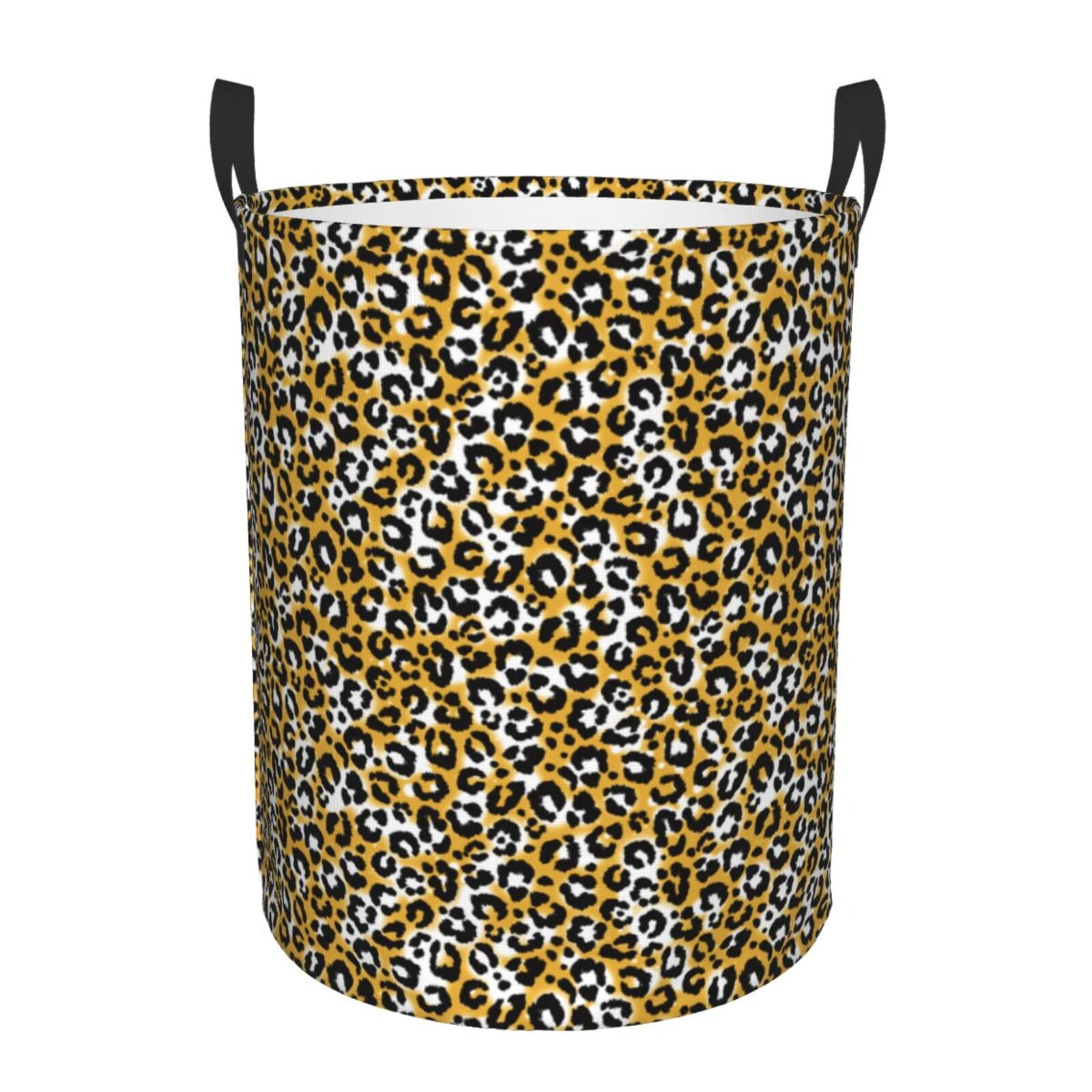 Xecao Leopard Print Laundry Hamper Basket,designed for Blanket Storage ...