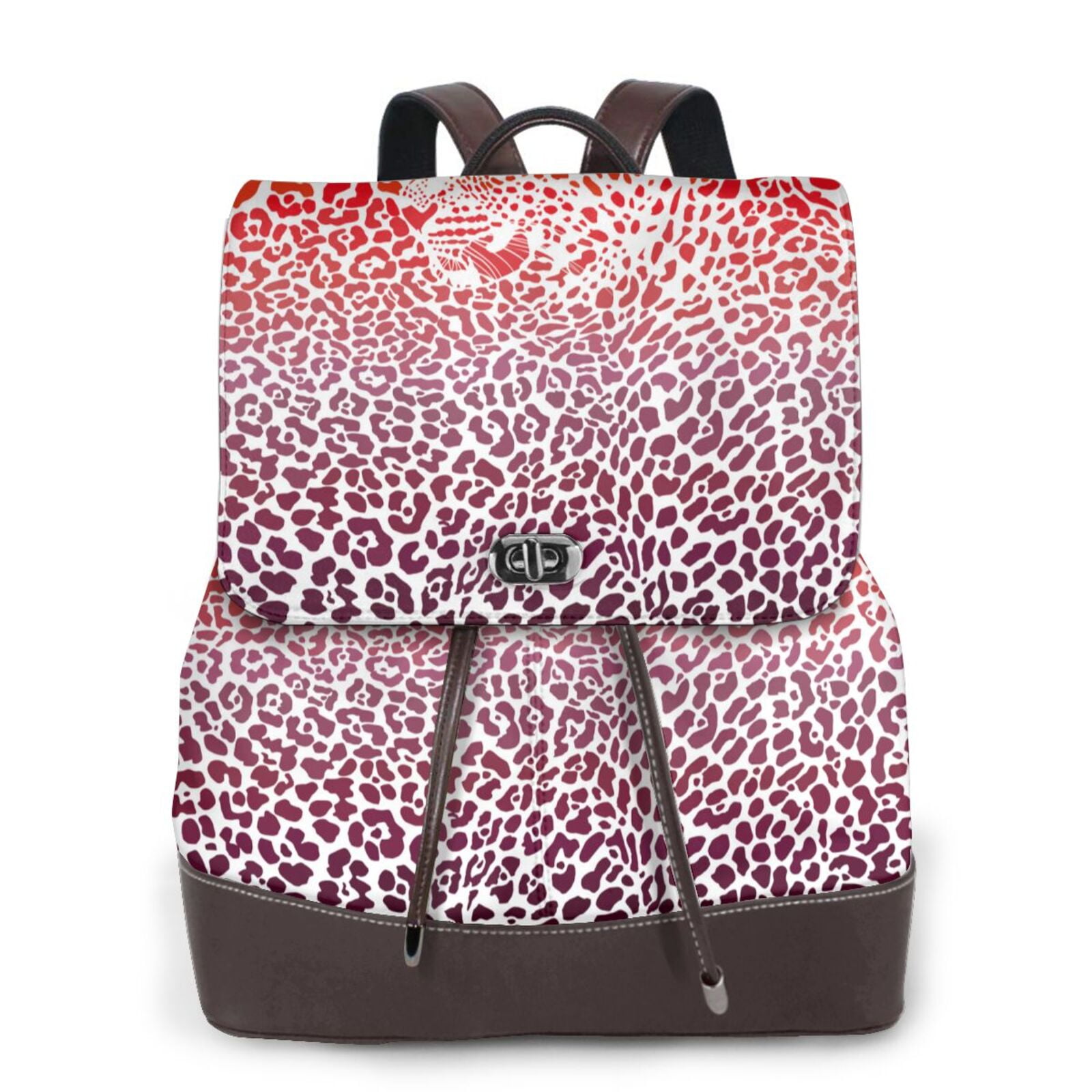 Xecao Leopard Skins And Heads Print Large Backpack Soft Leather for ...