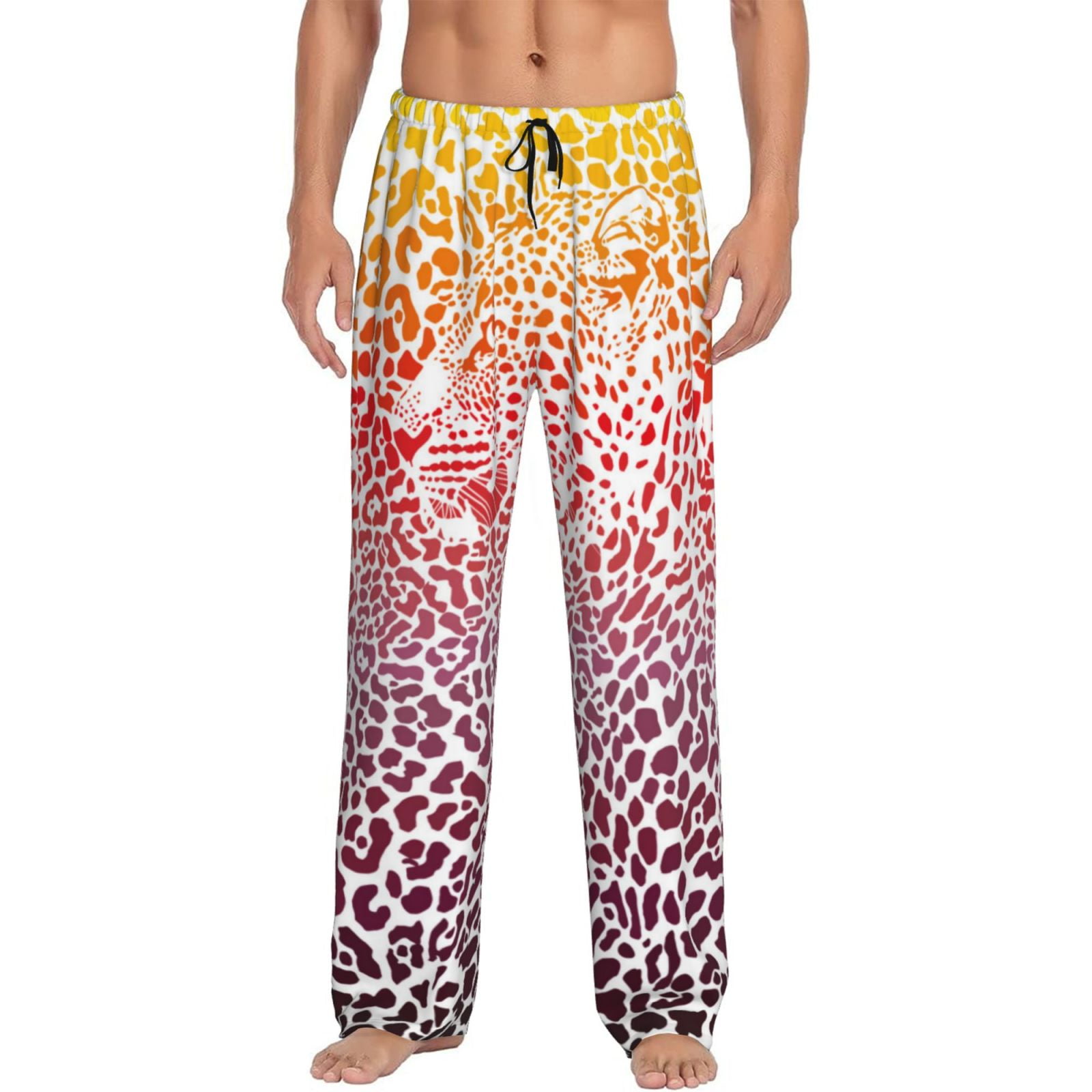 Xecao Leopard Skins And Heads Print Men's Straight Lounge Pajama Pants ...