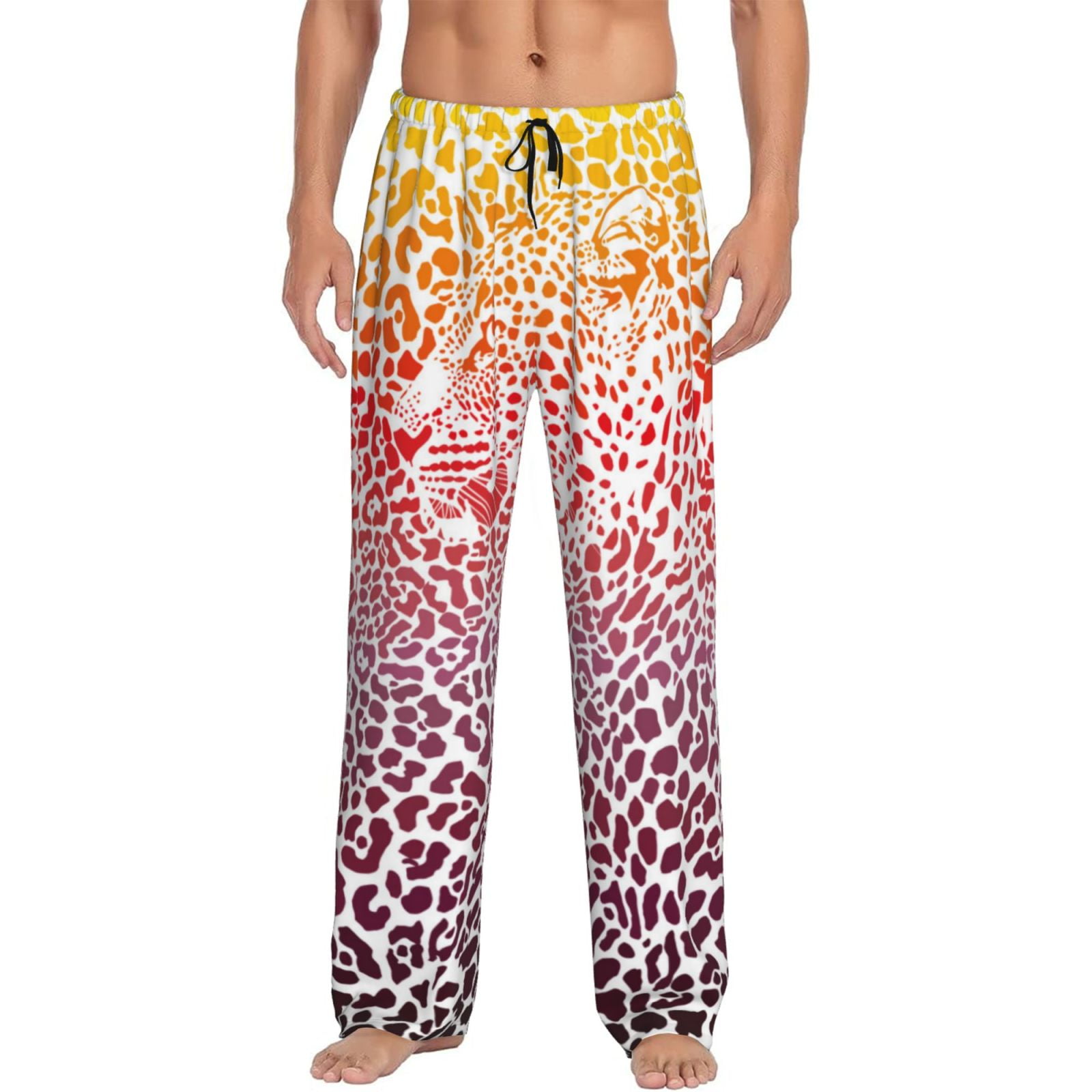 Xecao Leopard Skins And Heads Print Men's Straight Lounge Pajama Pants ...