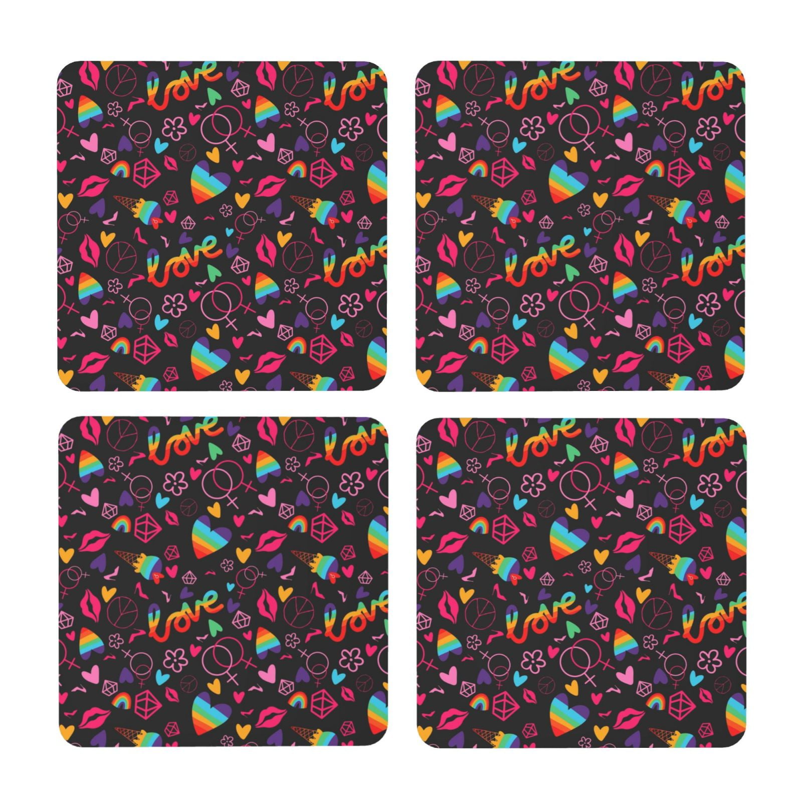 Xecao Lgbt Rainbow For Pride for MDF Cork Coaster 4 Pcs,Drink Coasters ...