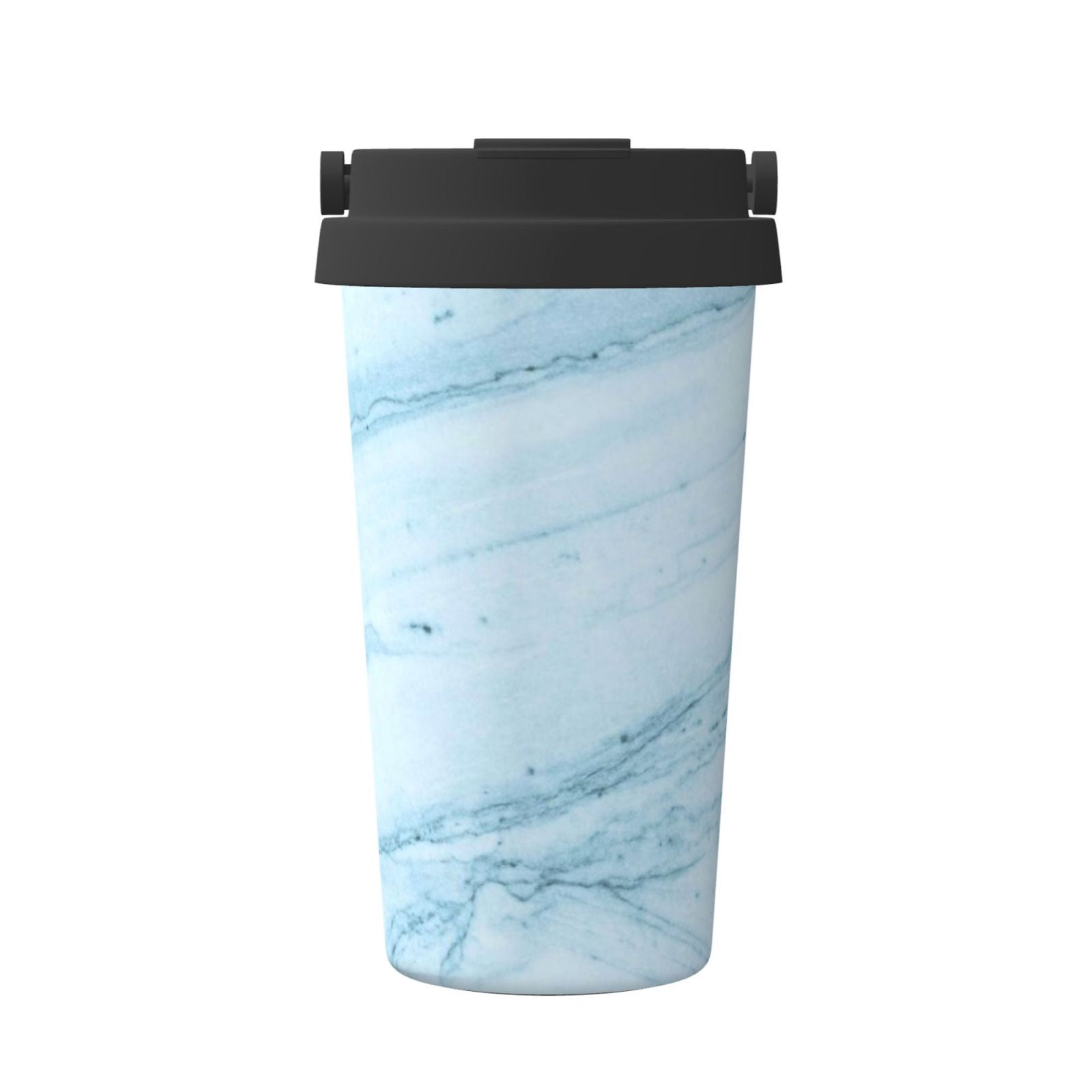 Xecao Blue Marble Pattern Insulated Coffee Mug with Handle & Flip ...