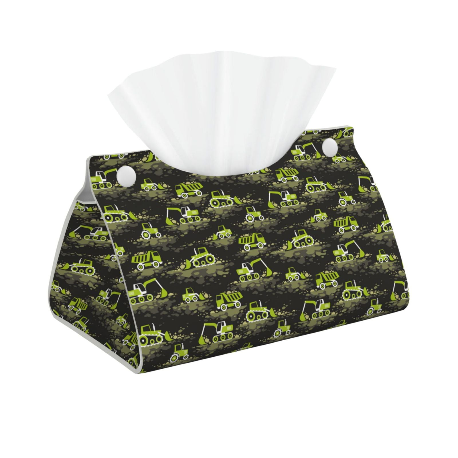 Xecao Light Green Excavator Print Tissue Box Cover,Modern PVC Leather ...