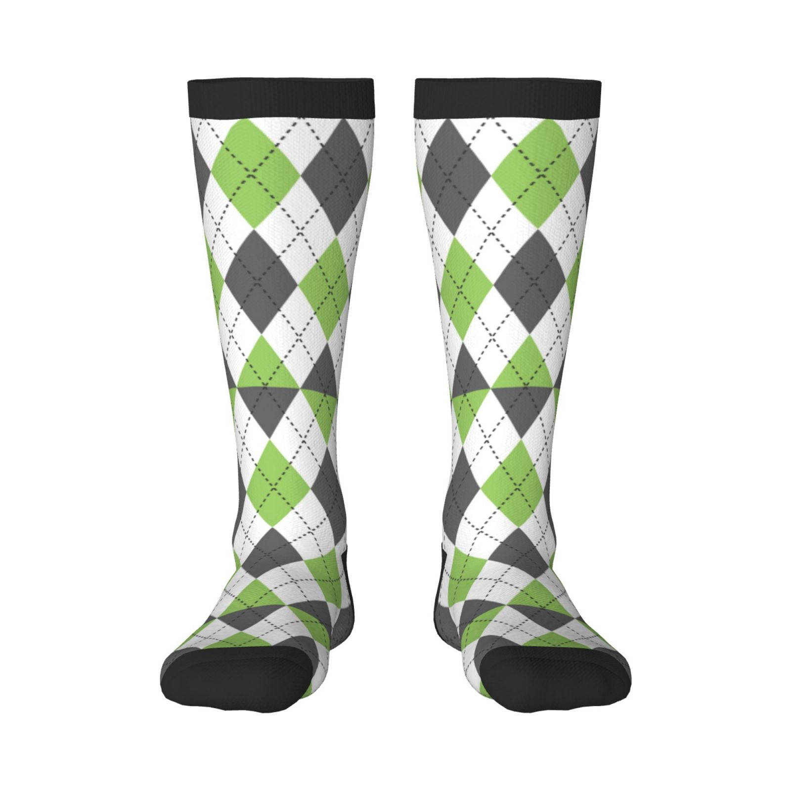 Xecao Light green and black argyle Print Compression Socks for Both Men ...