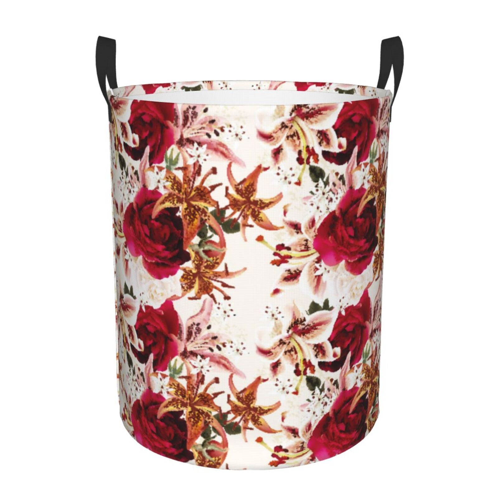 Xecao Lilies Flowers Print Laundry Hamper Basket,designed for Blanket ...