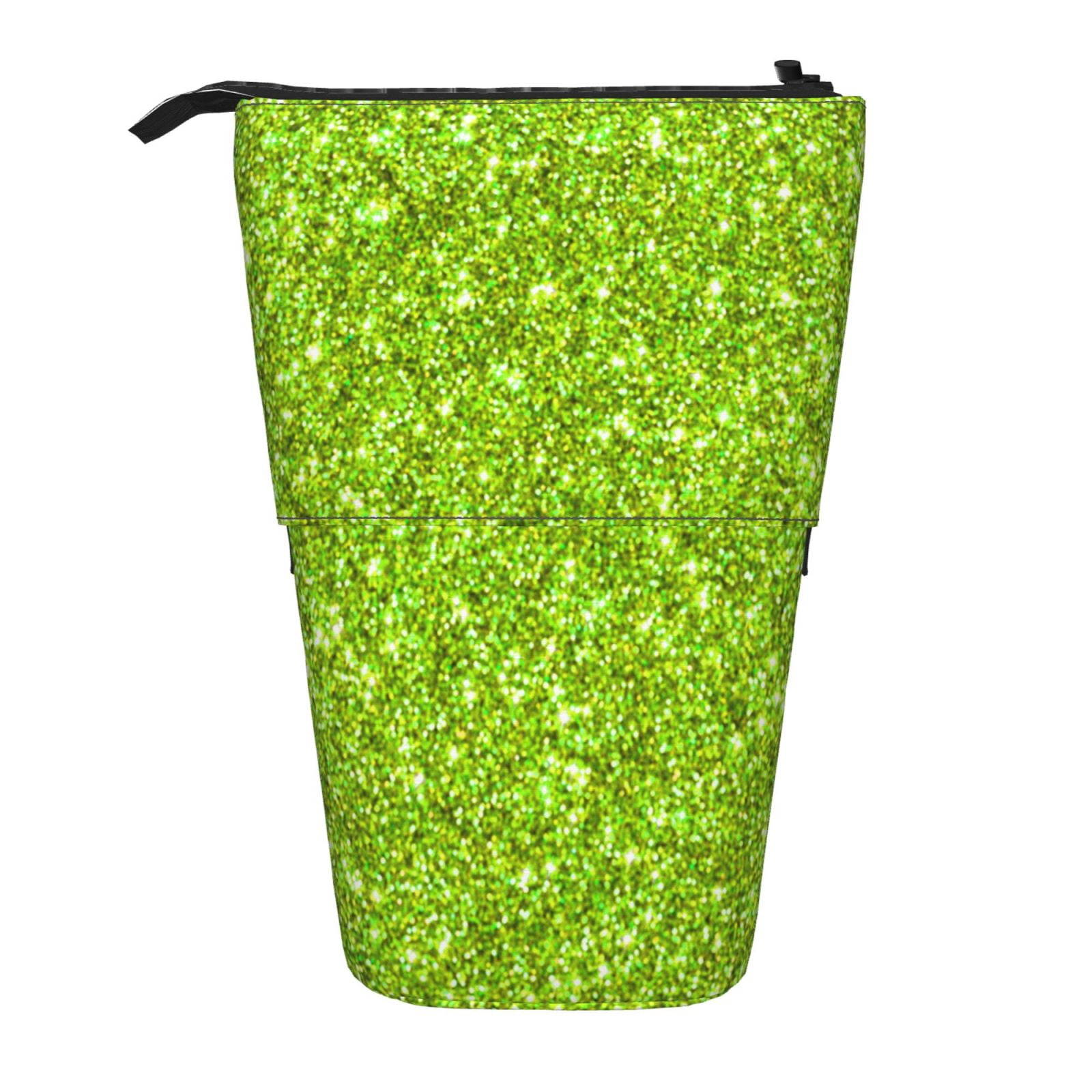 Xecao Lime green glitter Print Telescopic Pencil Bag Pen Holder Pop Up ...