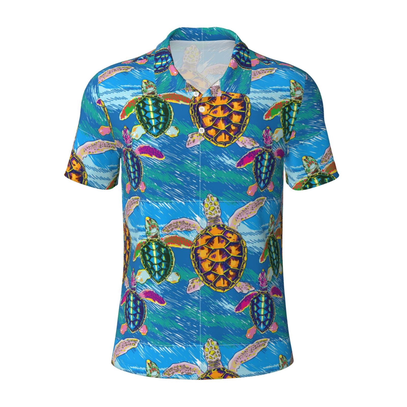 Xecao Little Sea Turtles for Mens' Casual Short Sleeve Button-Down Polo ...