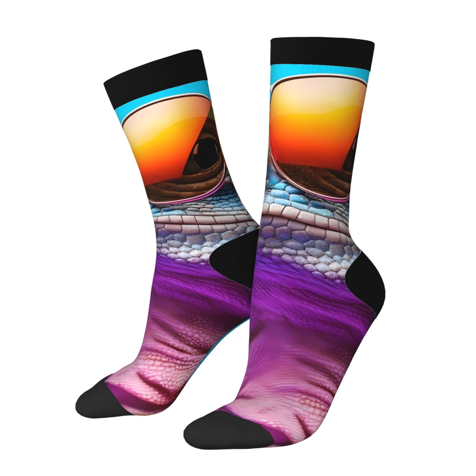 Xecao Lizard With Sunglasses Colorful Pattern Sport Socks for Women and ...