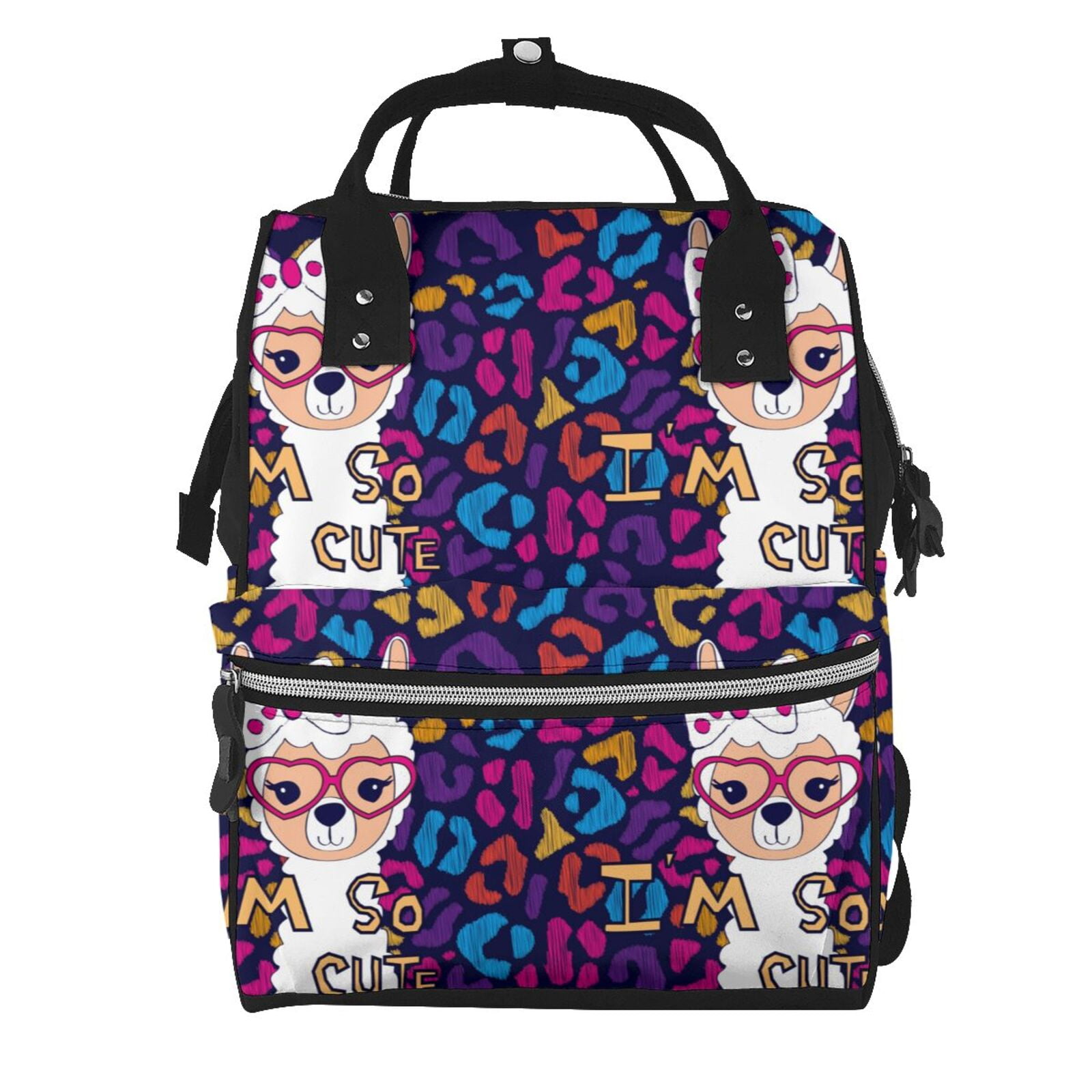 Xecao Llama Alpaca print Large Capacity Nappy Bag is a multi-functional ...
