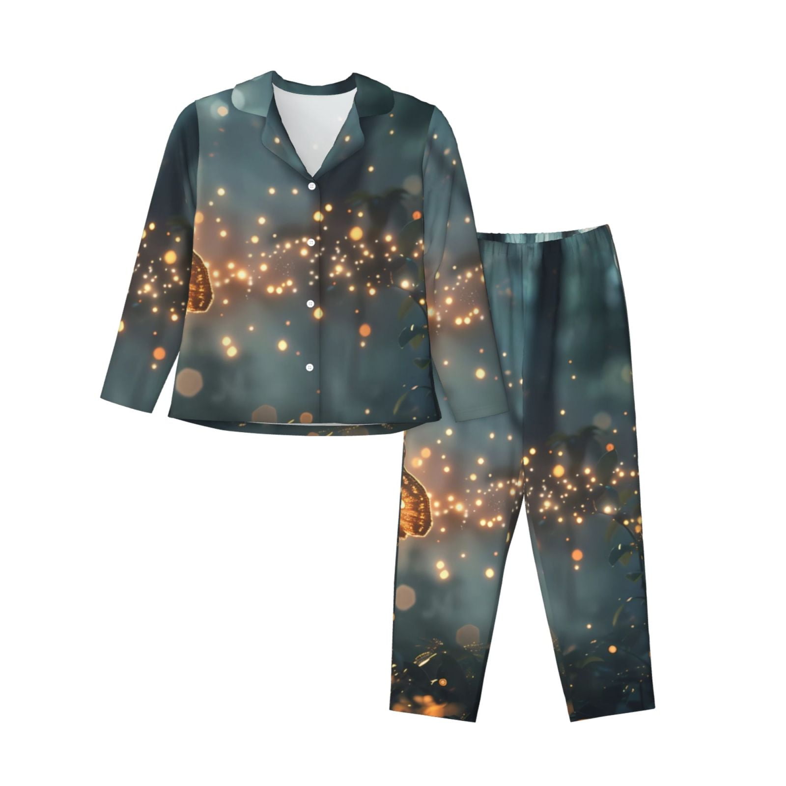 Xecao Magical Butterfly In Forest Print Women Pajamas Set Soft ...