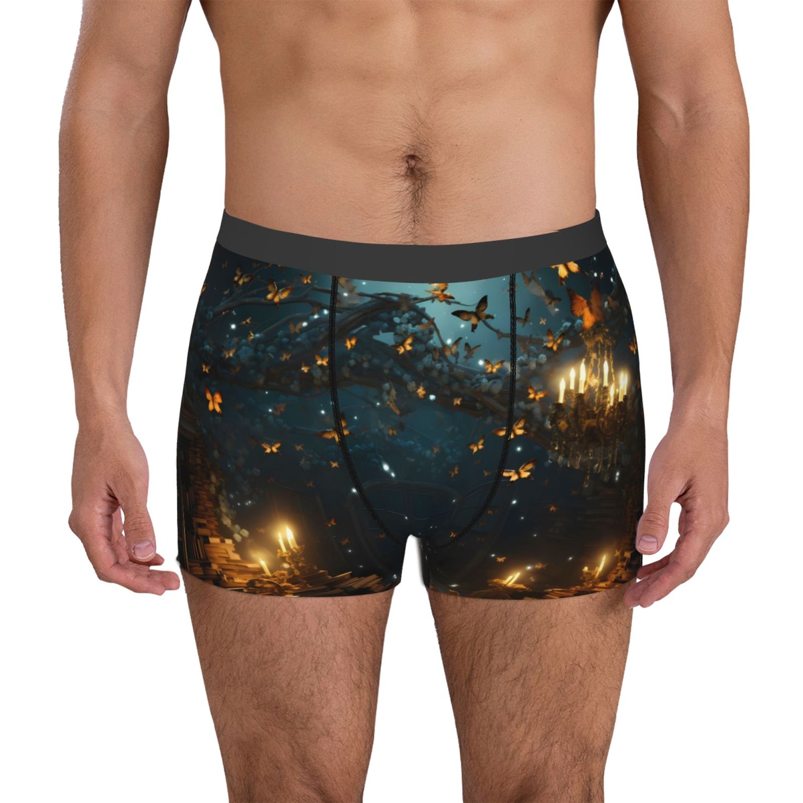 Xecao Magical Library Butterfly Night Print Men's Underwear Boxer ...