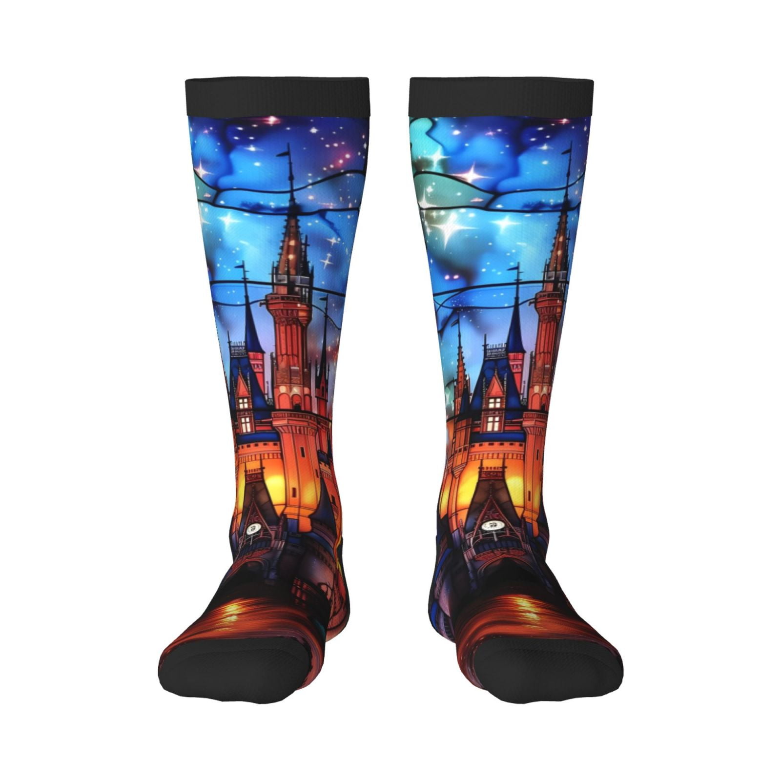 Xecao Magical Stained Glass Castle Print Compression Socks for Both Men ...