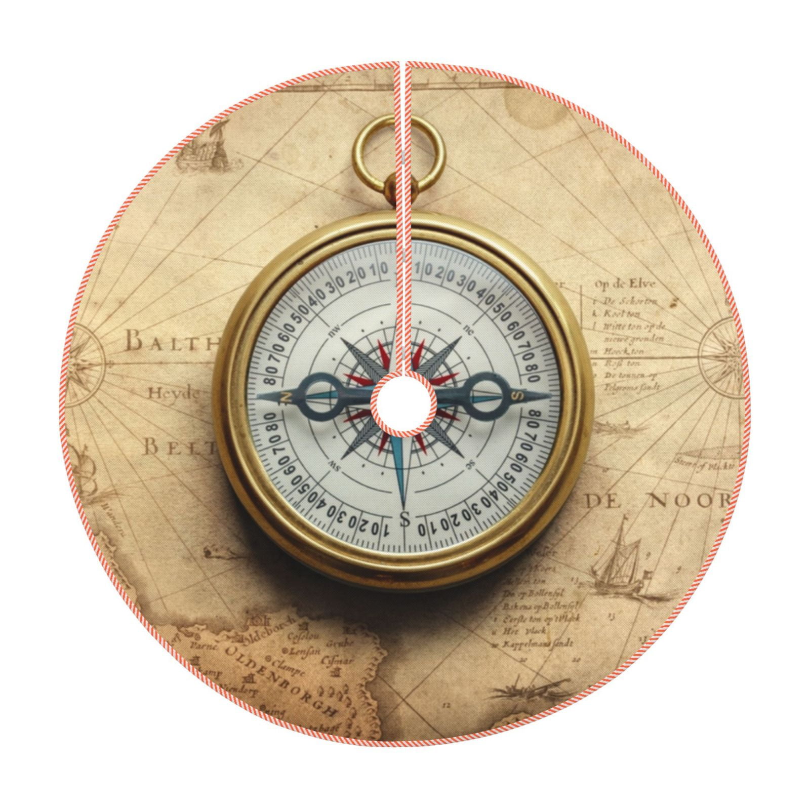 Xecao Magnetic Old Compass On World Map Pattern Christmas Tree Skirt ...
