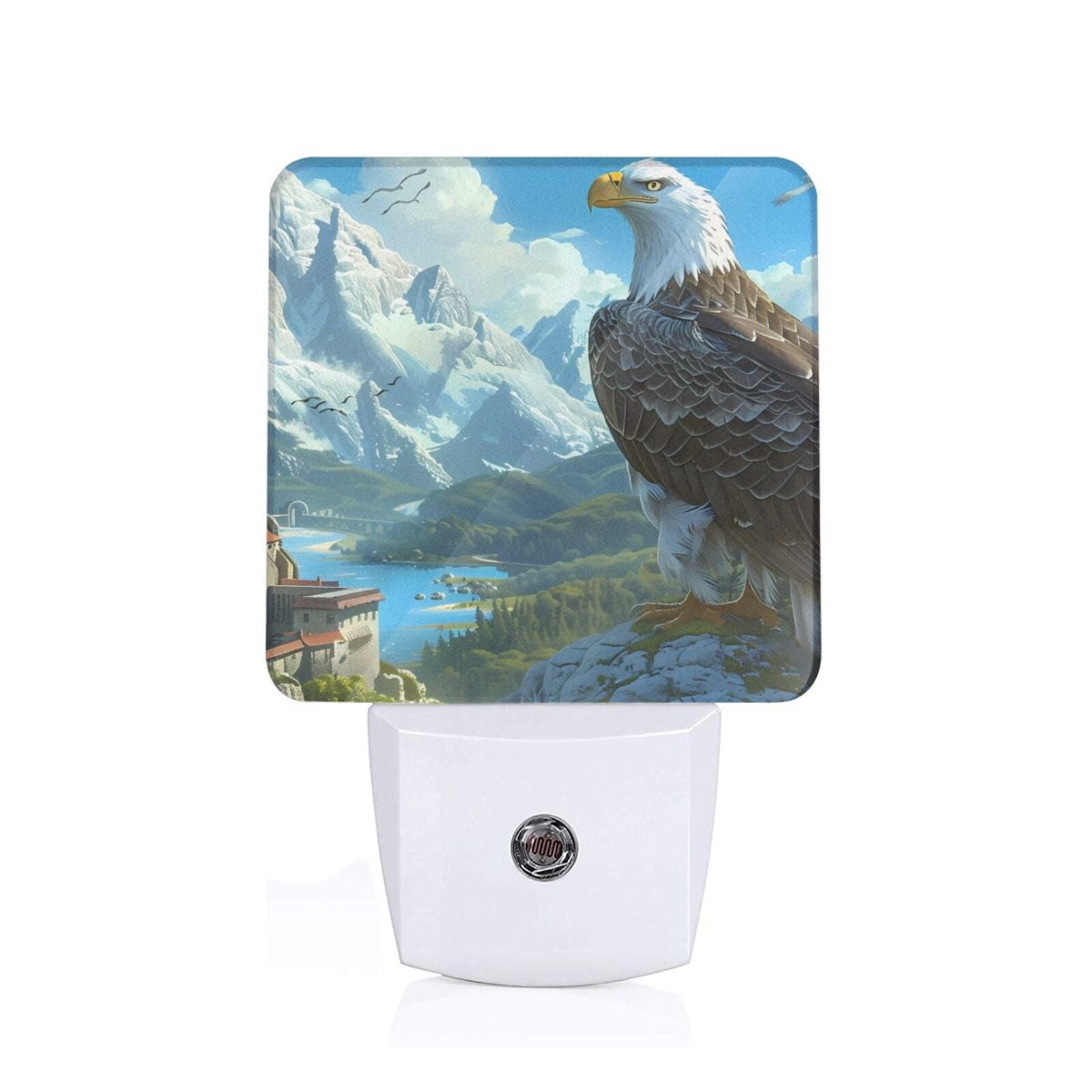Xecao Majestic Eagle Over Castle for Night Light - a Wall-mounted LED Fixture with A Dusk-to ...