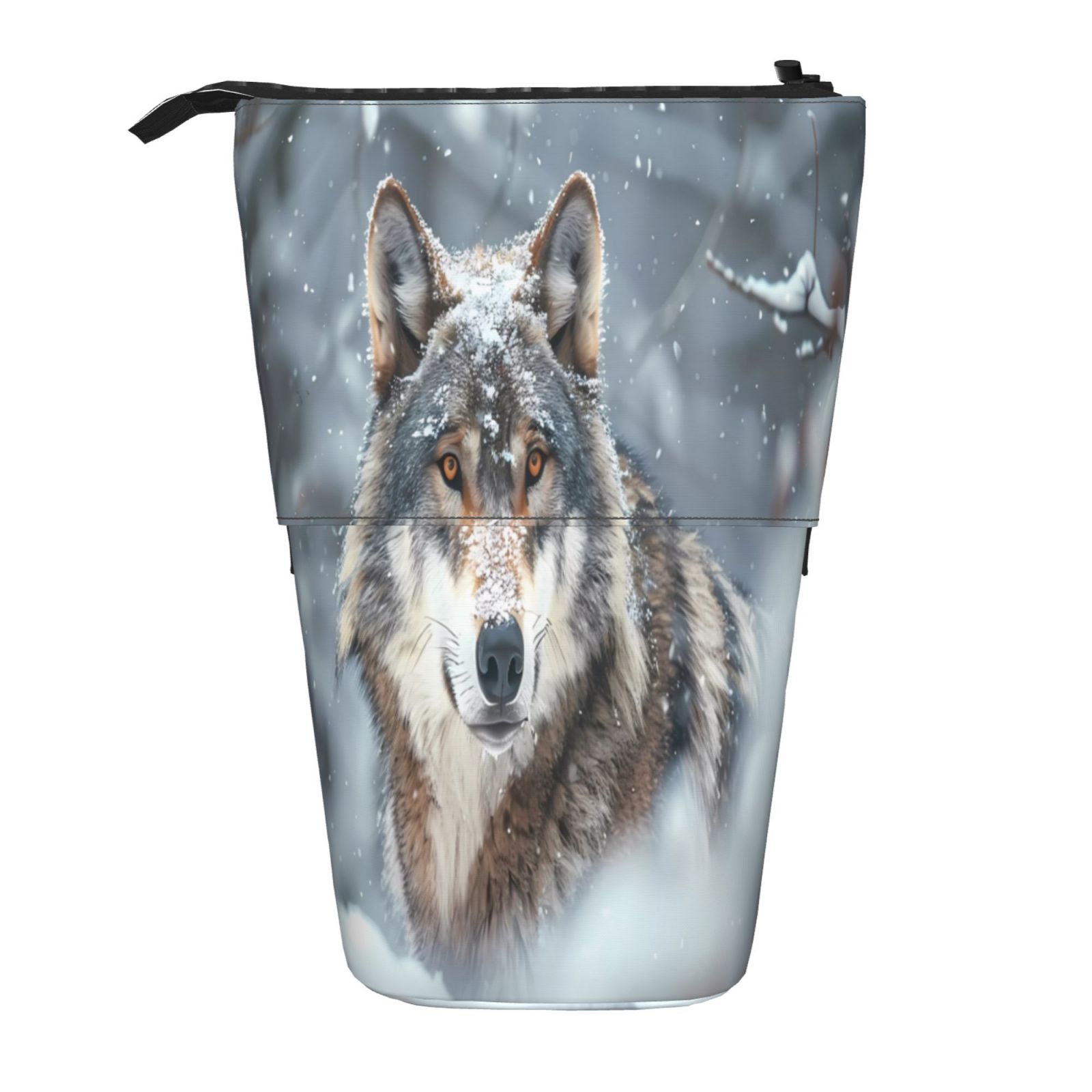 Xecao Majestic Snowy Wolf Print Telescopic Pencil Bag Pen Holder Pop Up ...