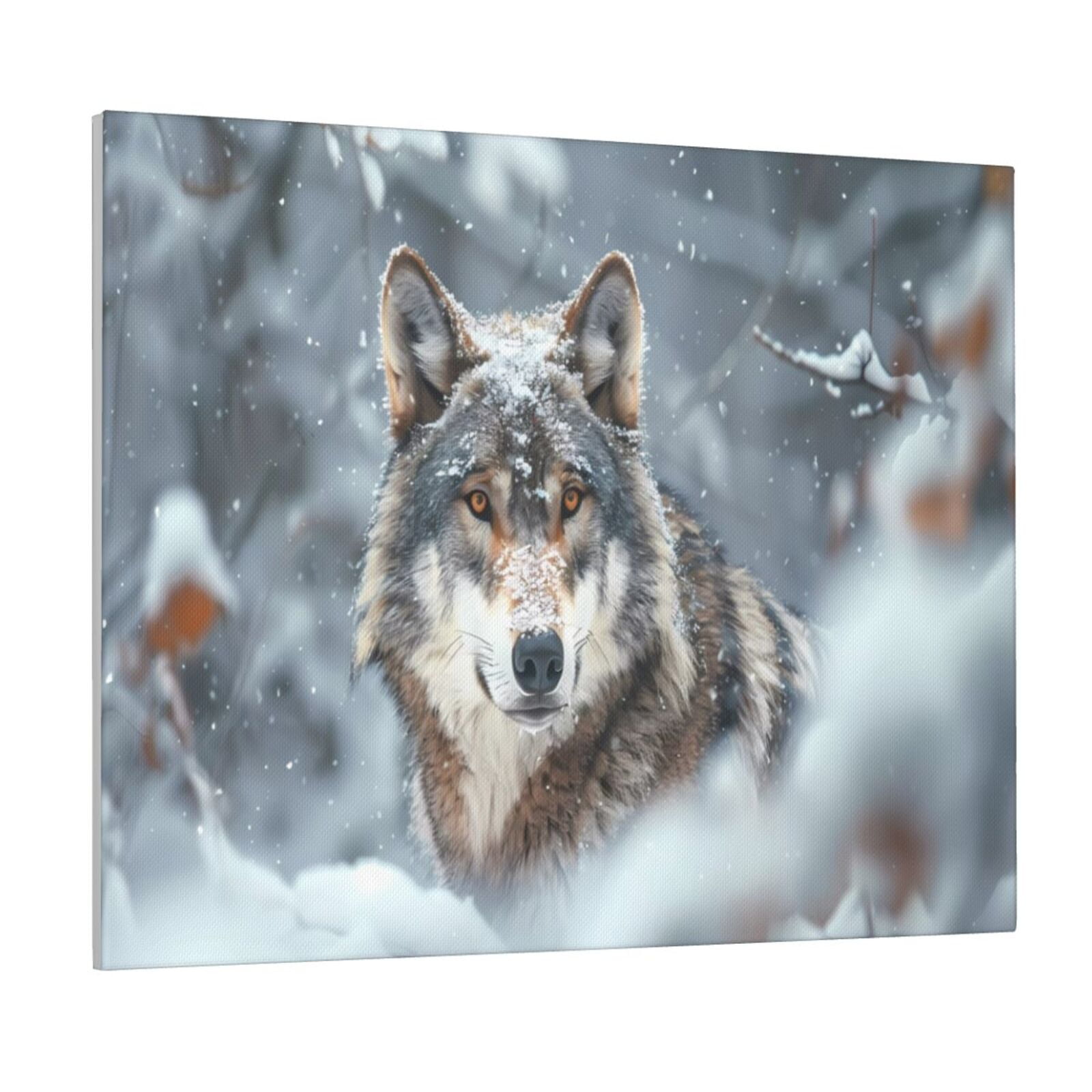 Xecao Majestic Snowy Wolf for Waterproof Framed Canvas Art - Modern ...