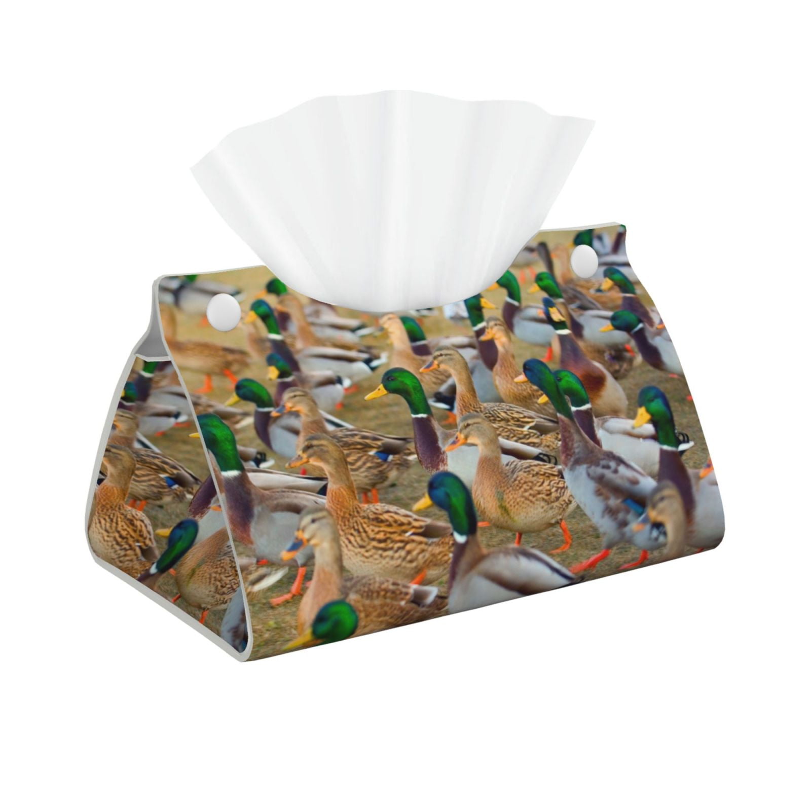 Xecao Mallard Ducks Print Tissue Box Cover,Modern PVC Leather Square ...