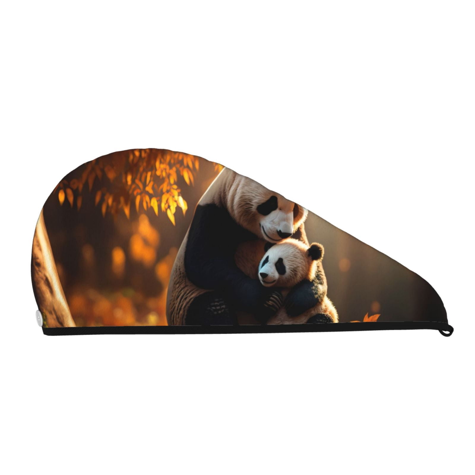 Xecao Maple Forest Panda Print Hair Towel, Hair Turbans for Wet Hair ...