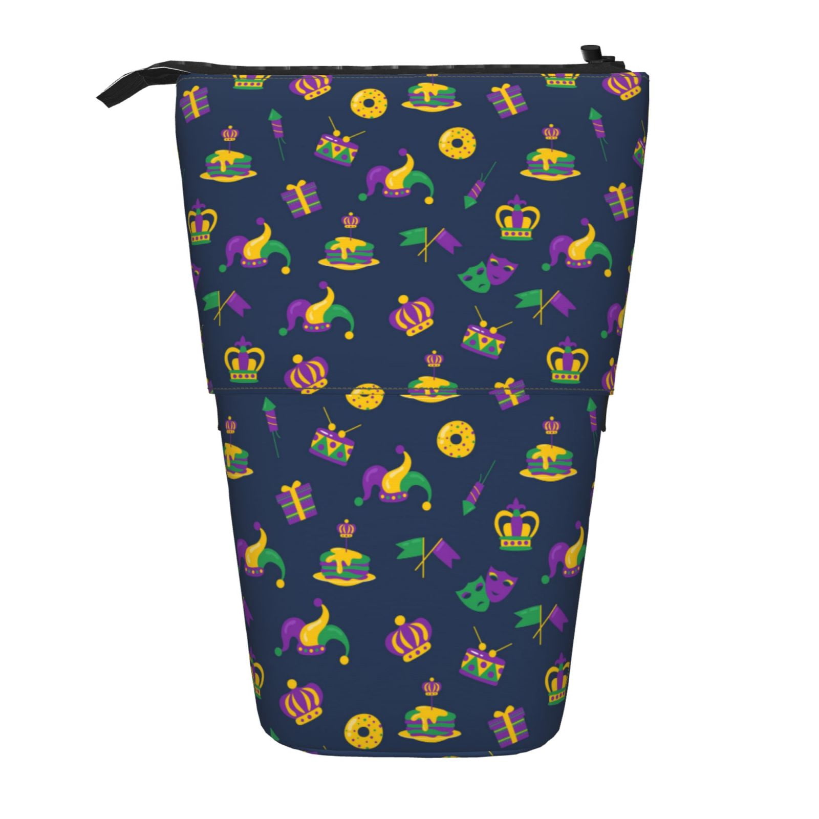 Xecao Mardi Gras Carnival Print Telescopic Pencil Bag Pen Holder Pop Up ...