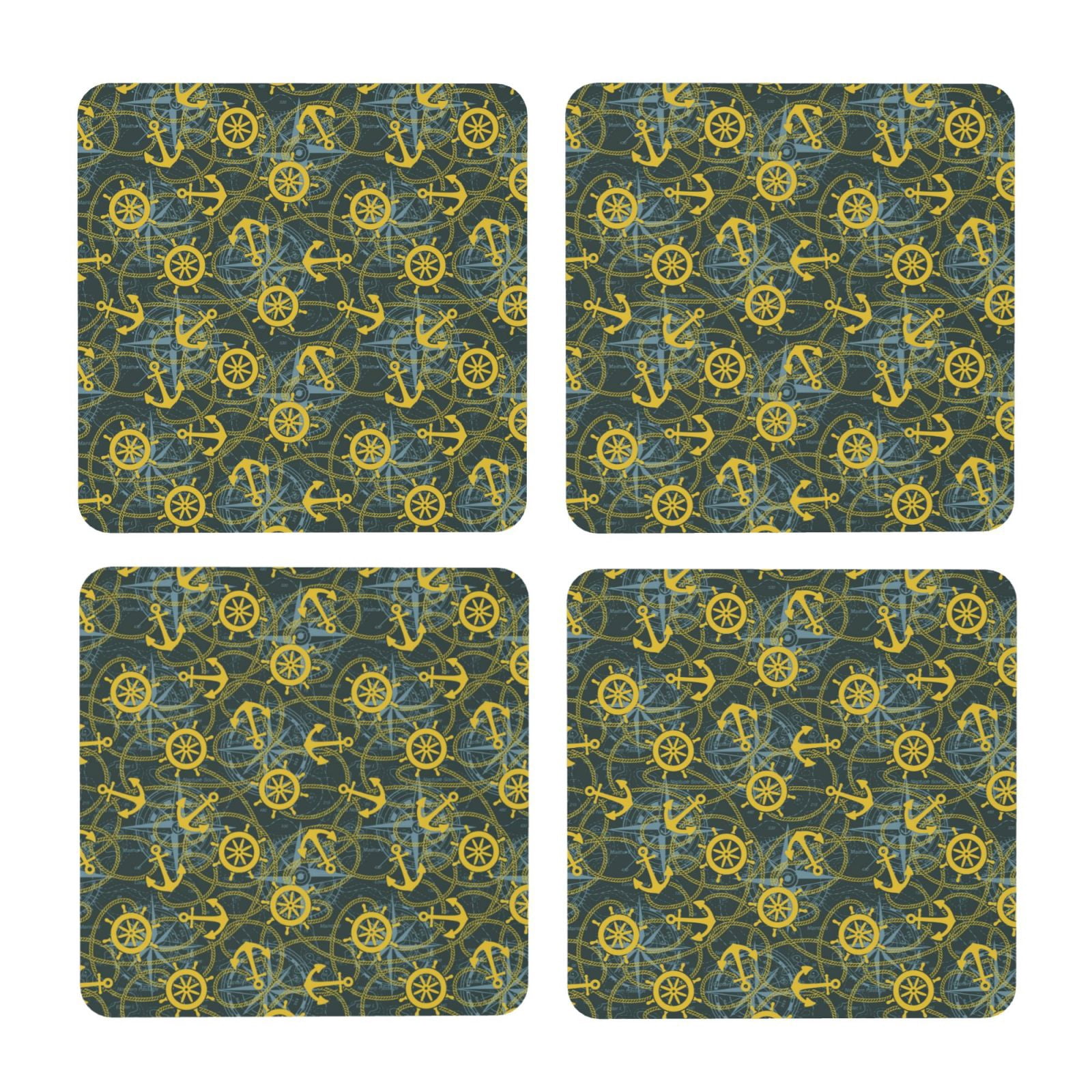 Xecao Marine Anchors And Compass for MDF Cork Coaster 4 Pcs,Drink ...